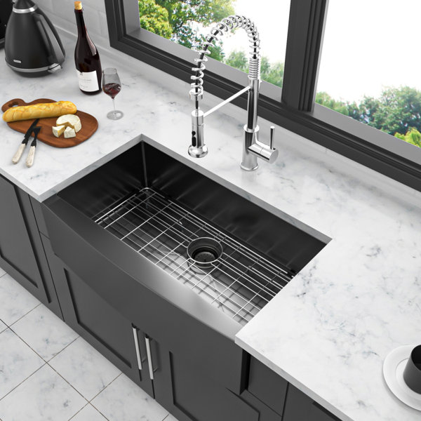 LOONGFIELD 36 Gunmetal Black Farmhouse Sink - 36 Inch Kitchen Sink ...