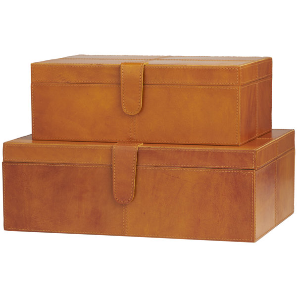 Birch Lane™ Brownsburg 2 Piece Handmade Faux Leather Decorative Box Set ...
