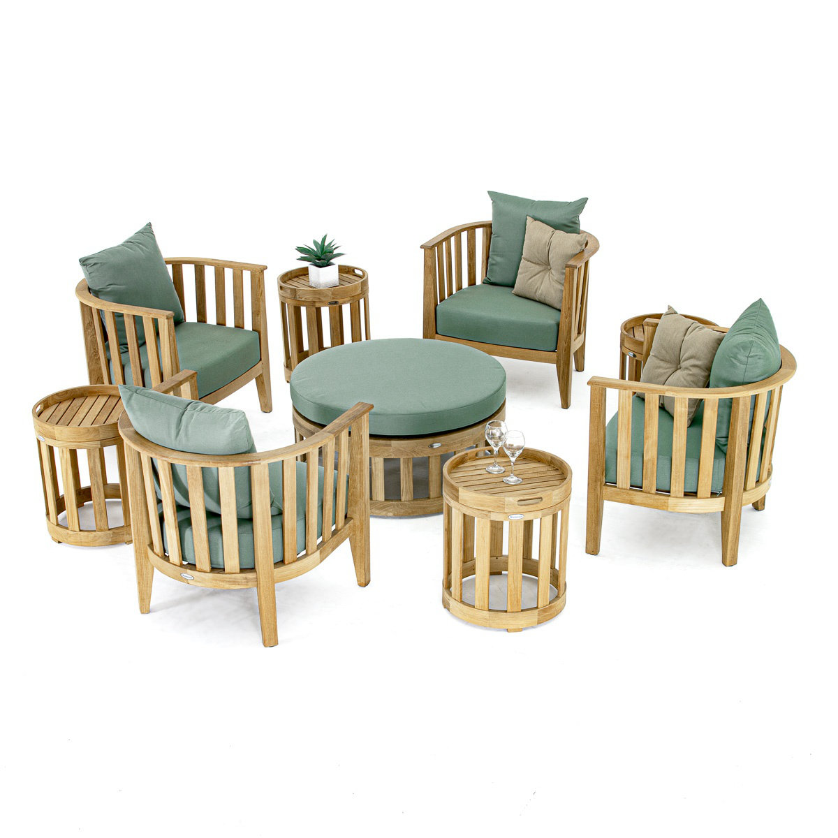 Westminster Teak 9 Piece Multiple Chairs Seating Group with Cushions ...