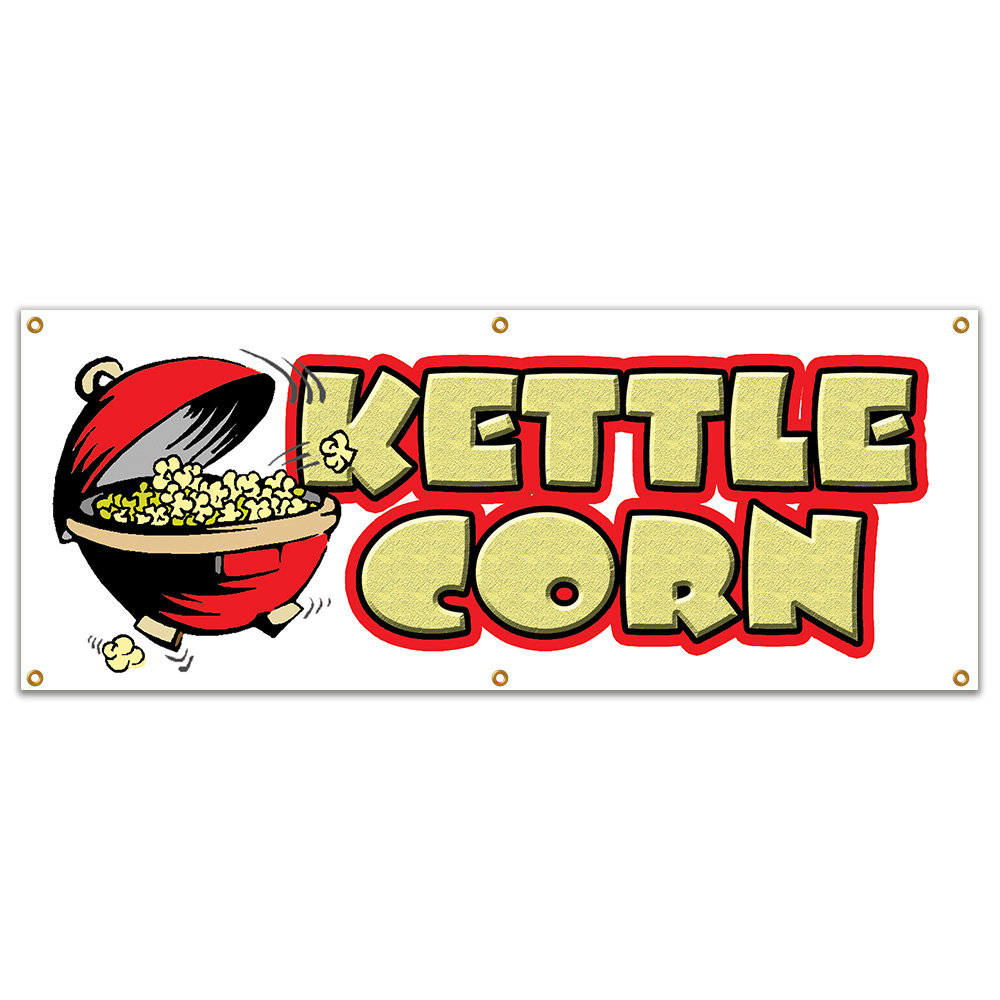 SignMission Kettle Corn Banner Heavy Duty 13 Oz Vinyl With Grommets ...