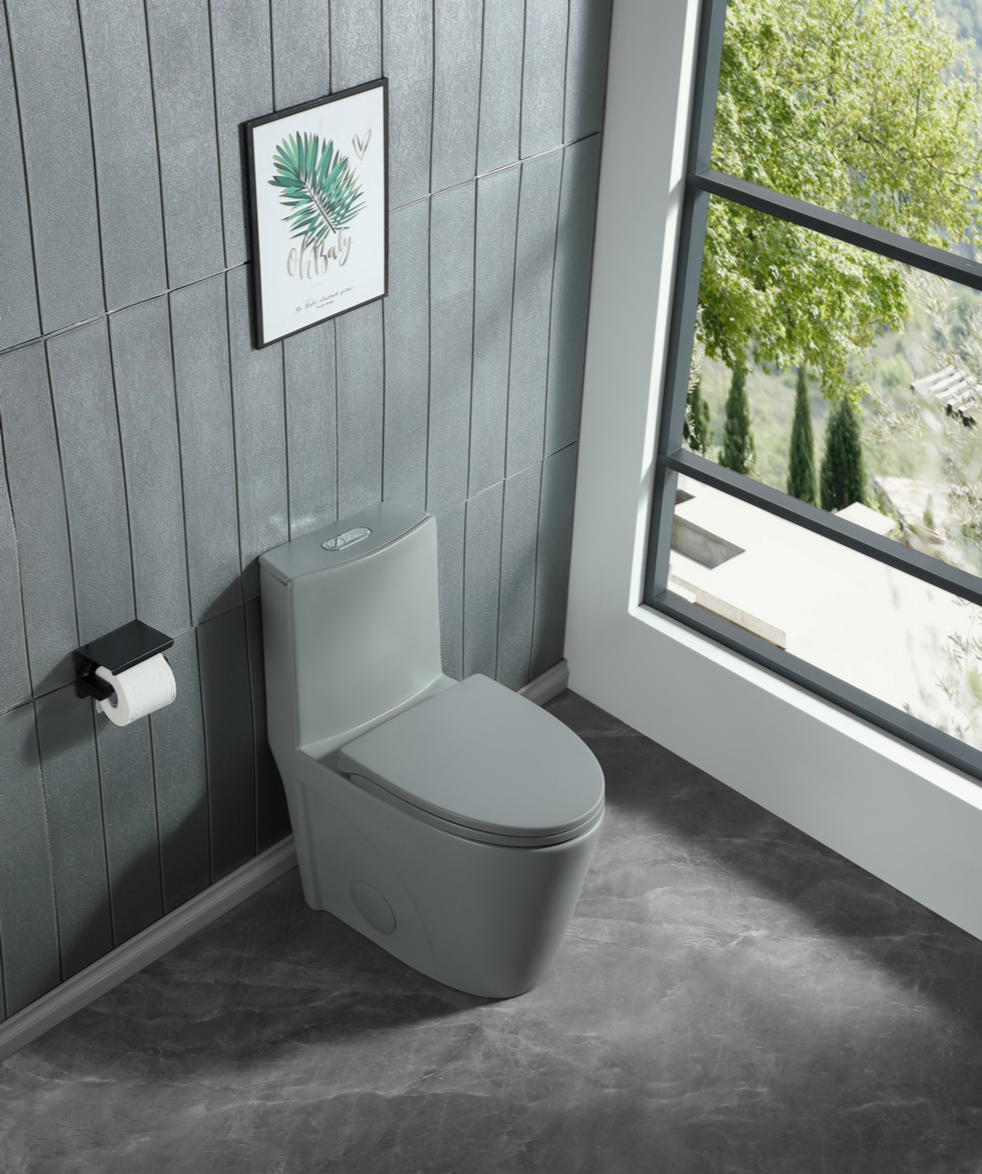 Wenty 1.1/1.60 GPF Dual-Flush One Piece Toilet, Water-Saving Elongated ...