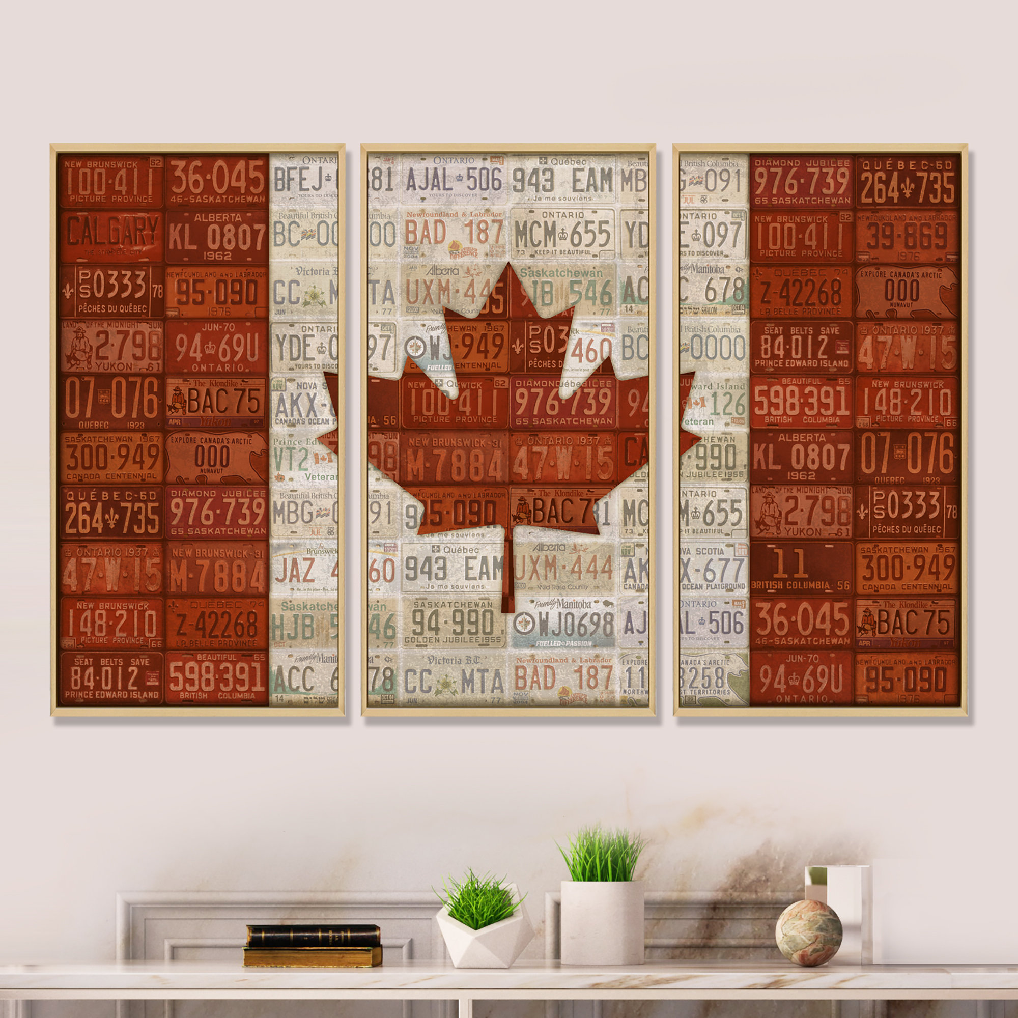 Design Art Canada License Plate Flag - Traditional_Canadian Framed ...