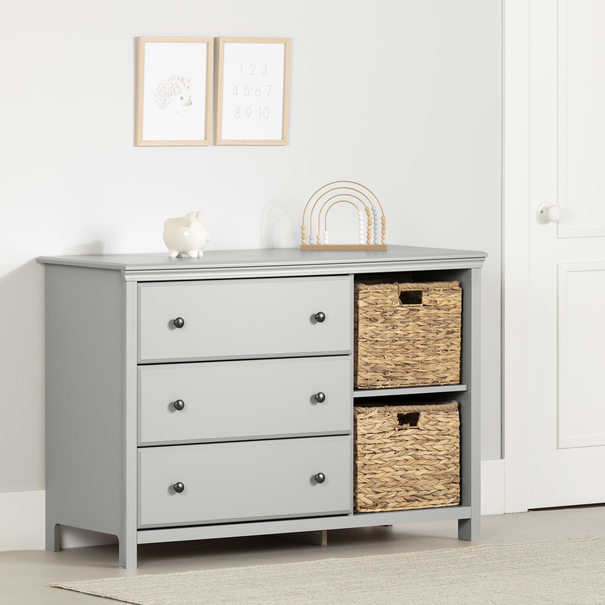 South Shore Cotton Candy 3-Drawer Dresser with Storage Baskets ...