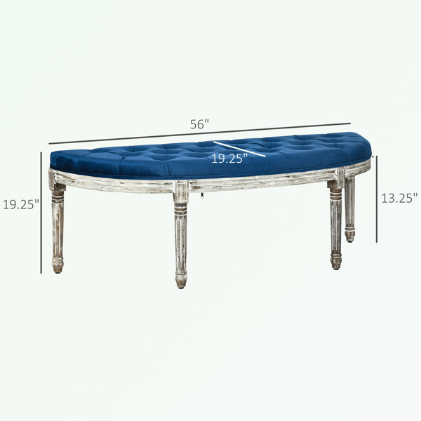Alcott Hill® half-moon shape Upholstered benches with button tufted ...