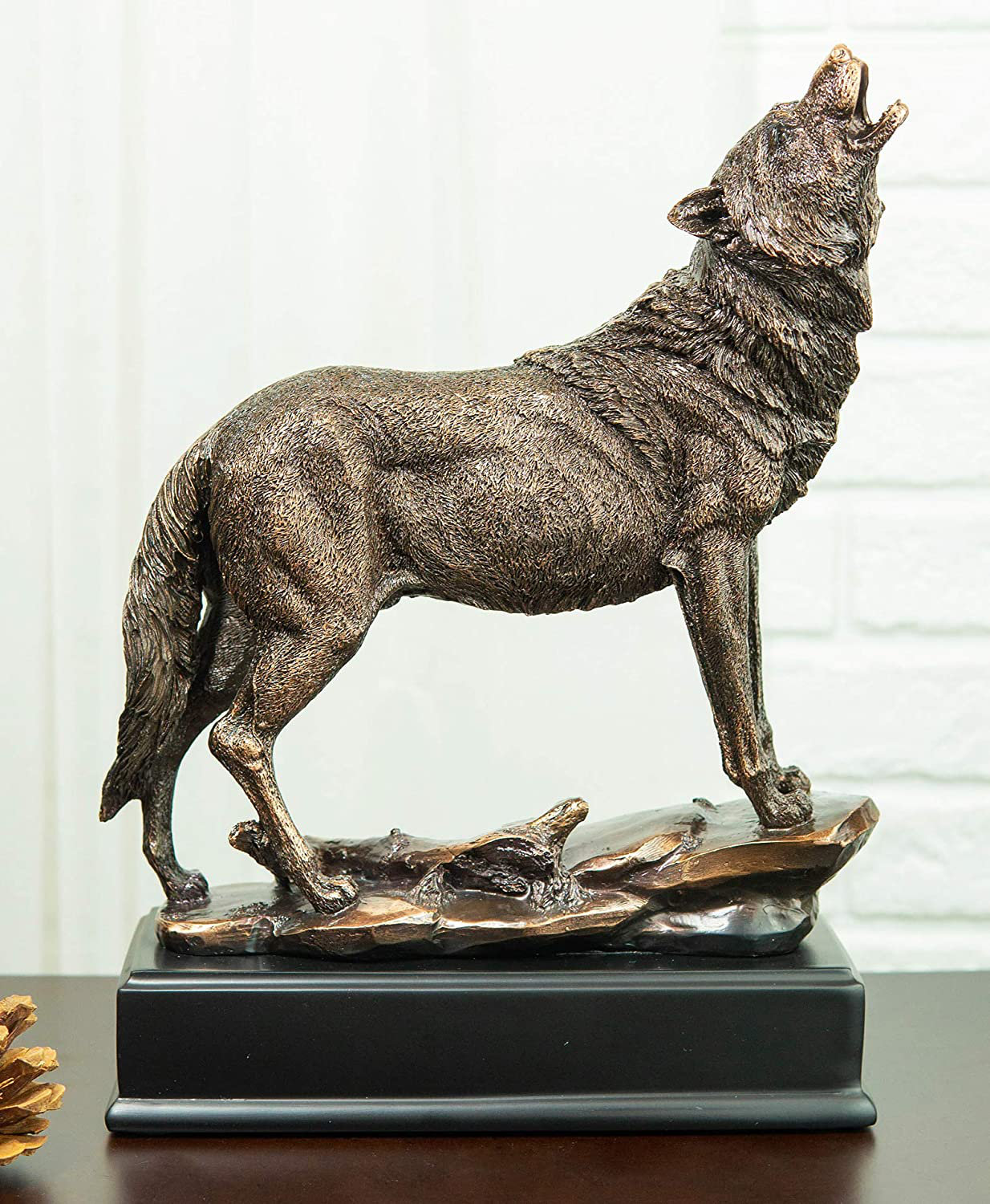 Millwood Pines Mystical Full Moon Howling Alpha Gray Wolf Statue In ...