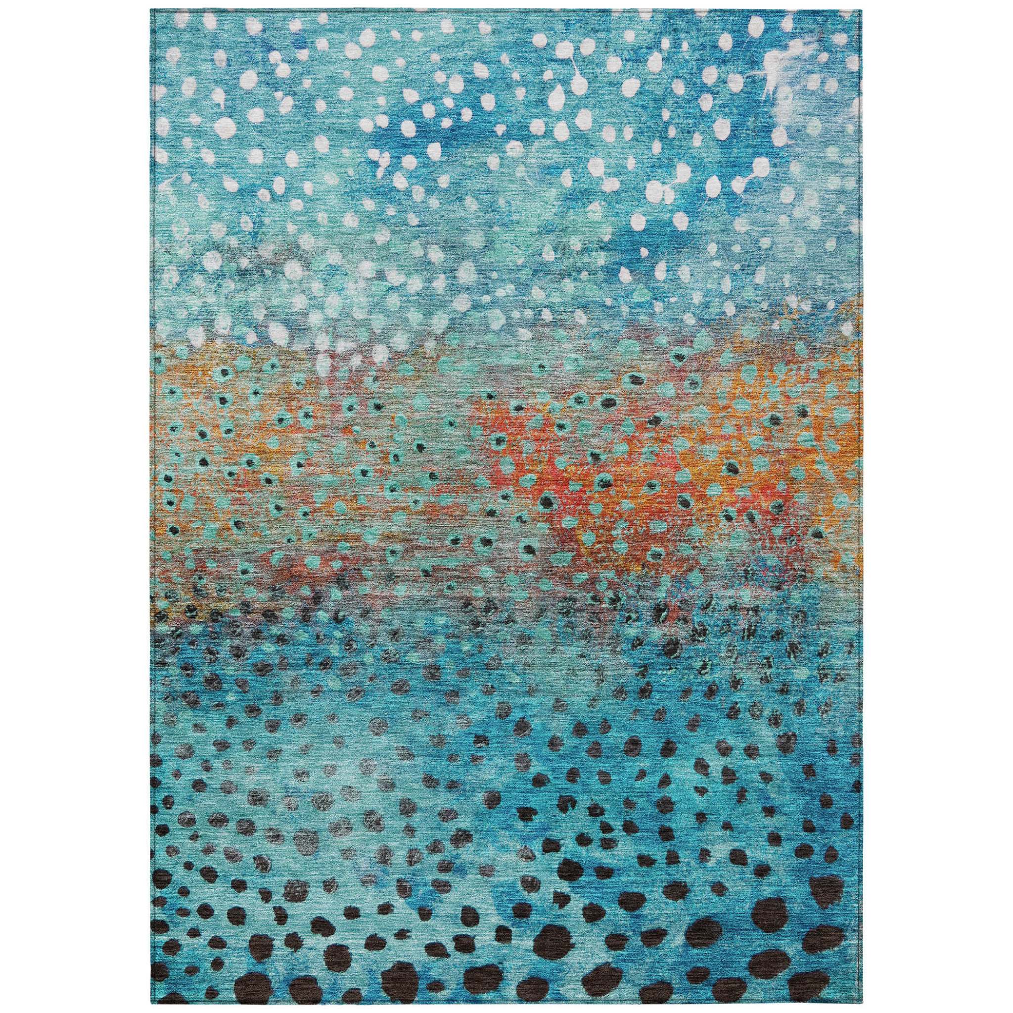 HomeRoots 3' X 5' Blue Abstract Washable Indoor Outdoor Area Rug | Wayfair