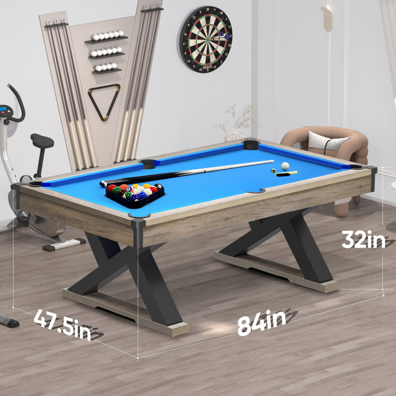 Fashionwu 84" Billiard Table, Portable Pool Table With Sturdy K-shaped ...