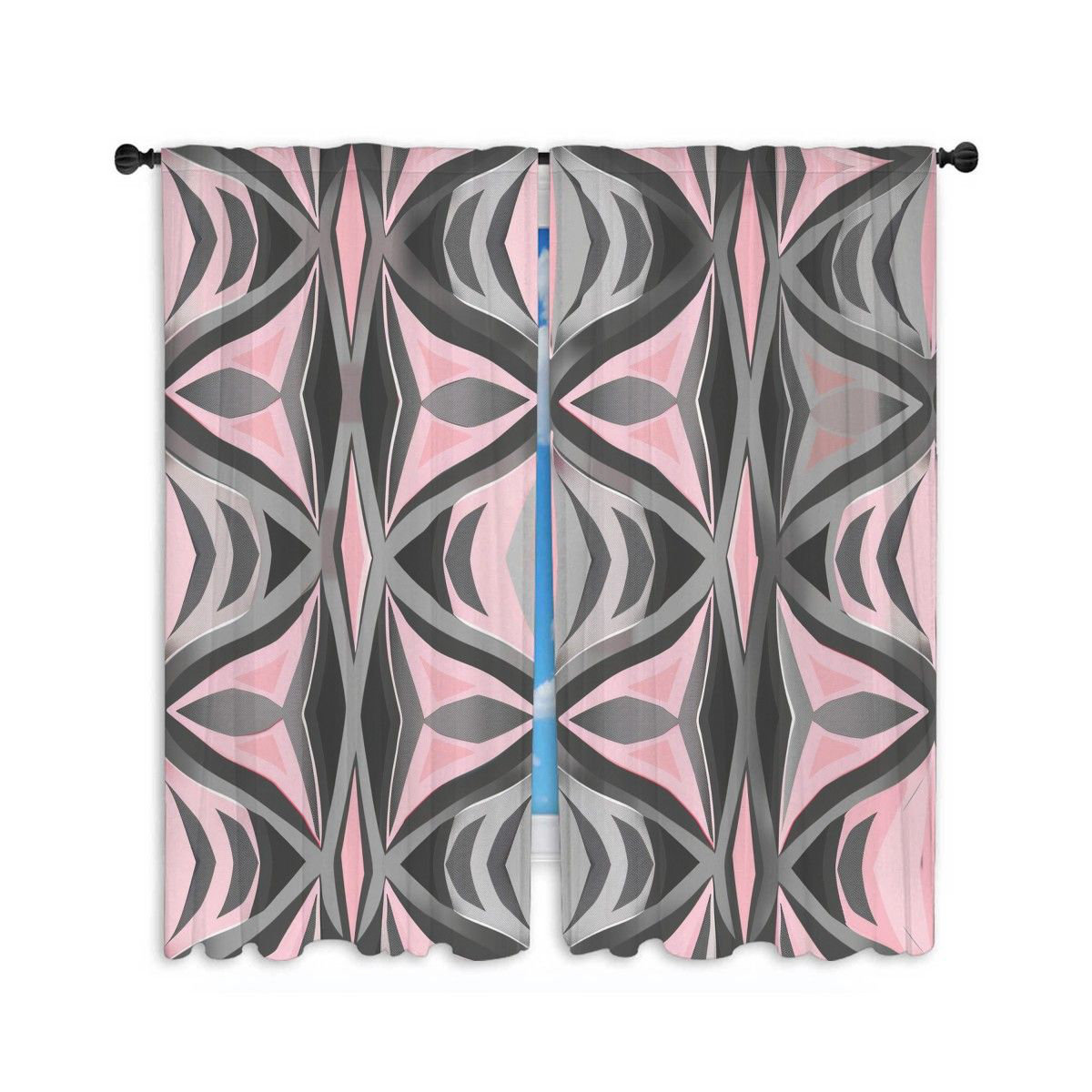 VisionDecor Geometrics Window Curtains Artwork Sharp angles Drapes - 2 ...