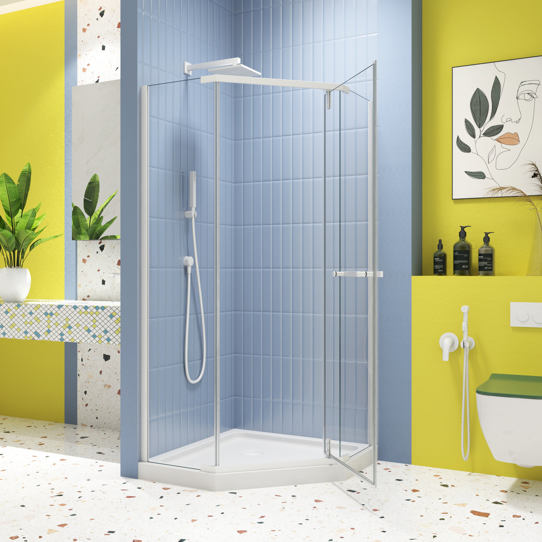 SteelSerenade 1/4" Tempered Glass Shower Door Pivot - Matte White ...