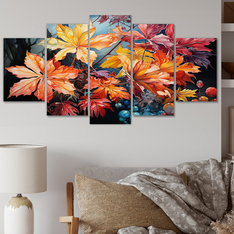 Lark Manor™ Japanese Maple Collage I - Japan Art Wall Decor - 5 Panels ...