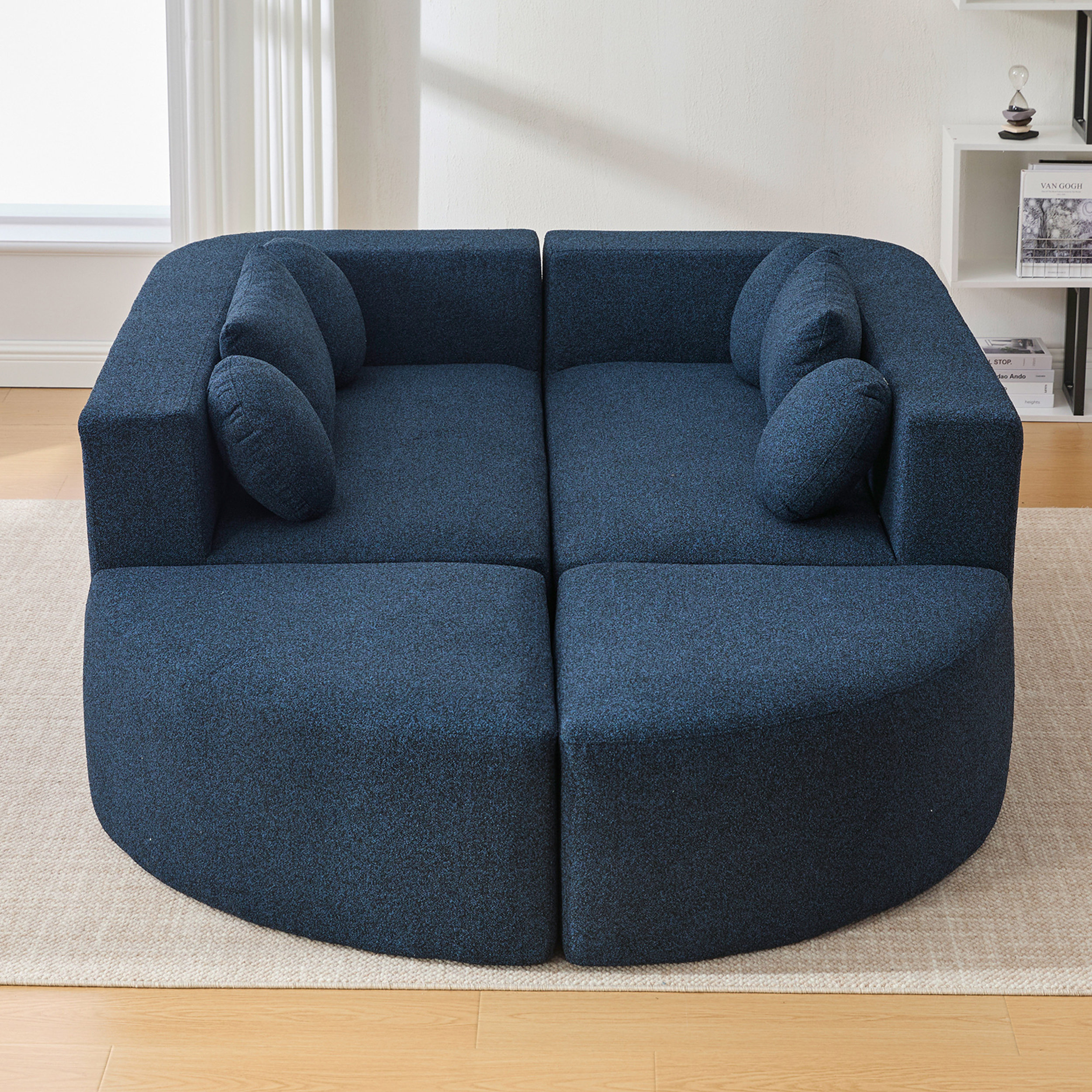 Latitude Run® Boneless 114.9" Blue Modular Sectional Sofa – Free ...