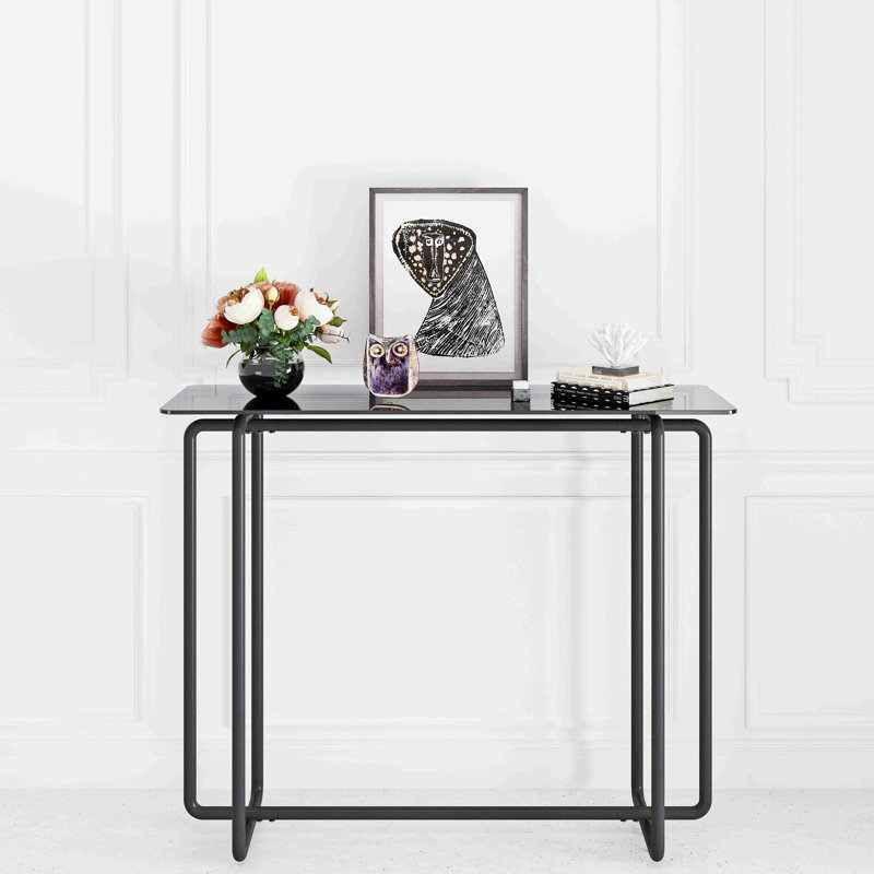 Ebern Designs Rorrie 34.67'' Modern Console Table, Glass Top Entryway ...