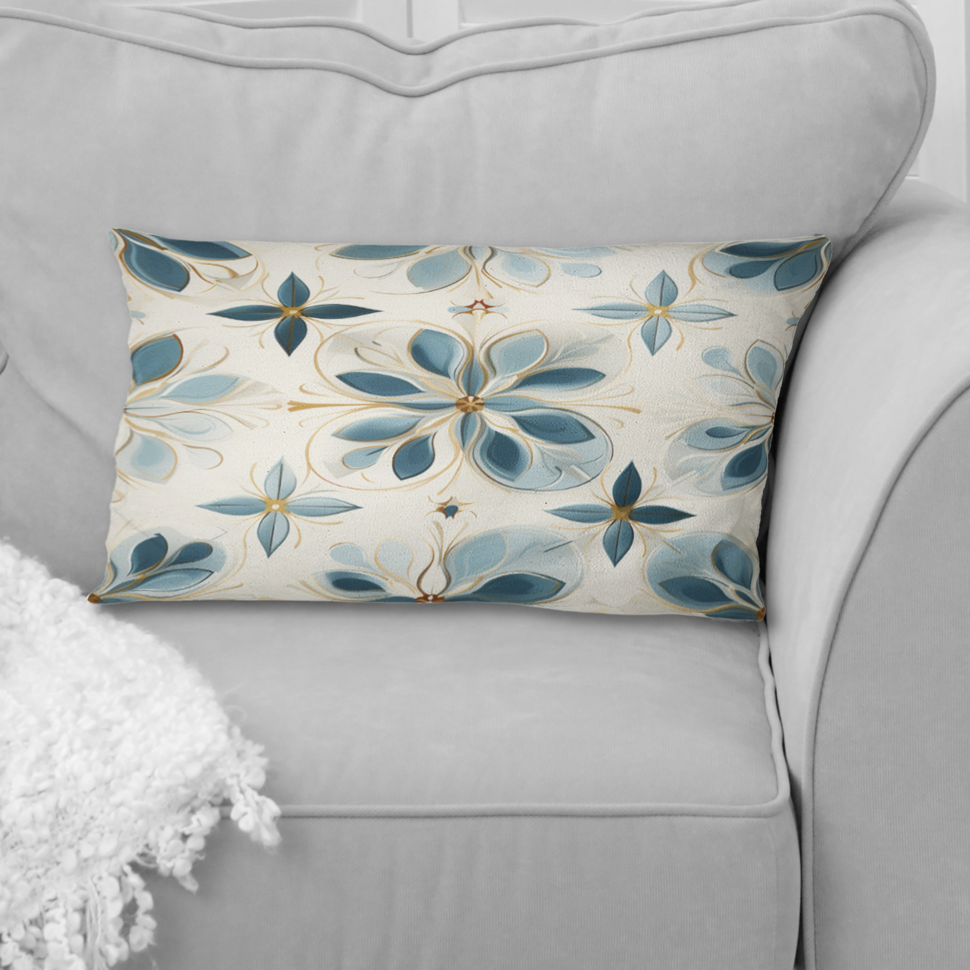 Design Art Maltese Mosaic - Floral Polyester Pillow | Wayfair
