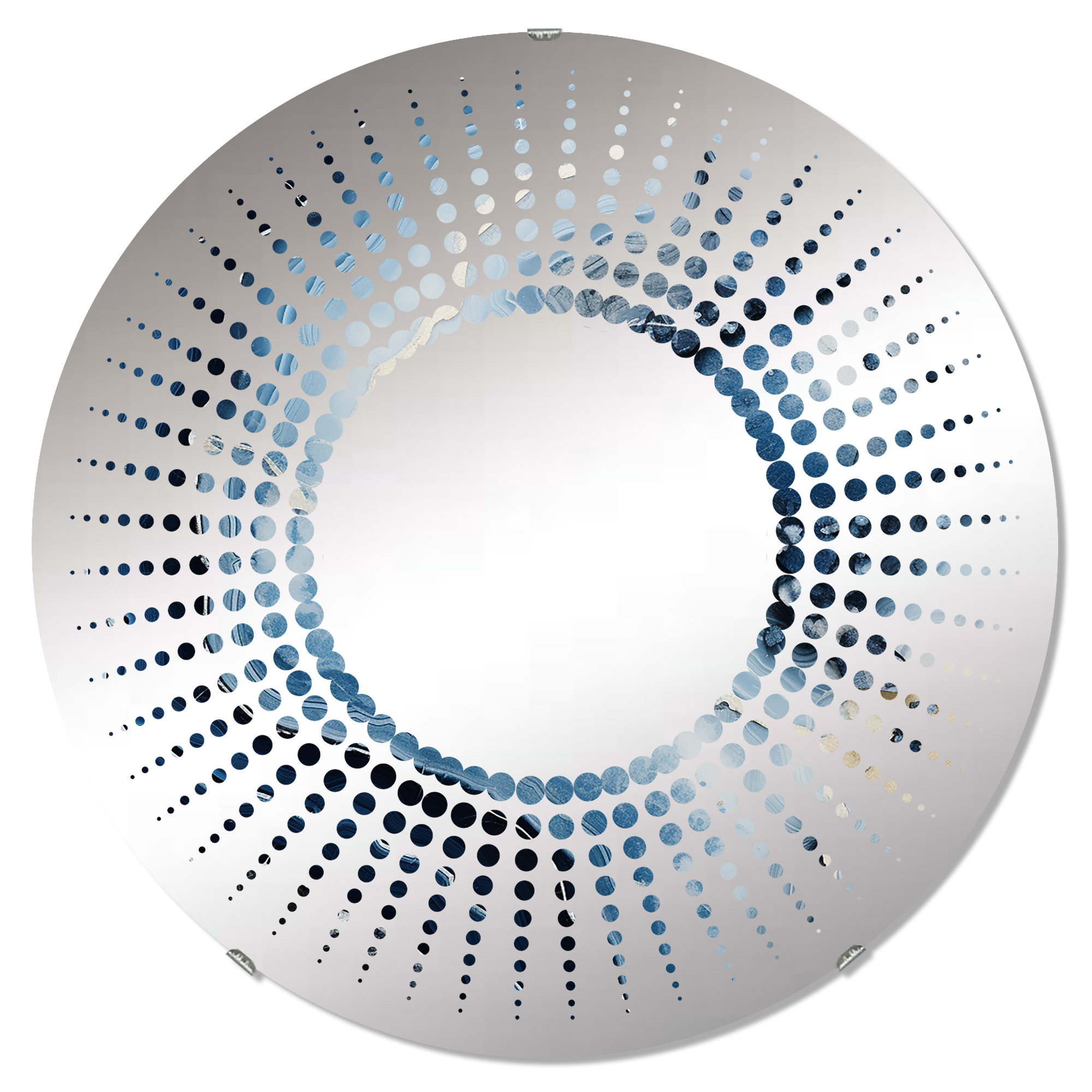 Design Art Blue Stone Geode Painting - Starburst Decorative Mirror ...