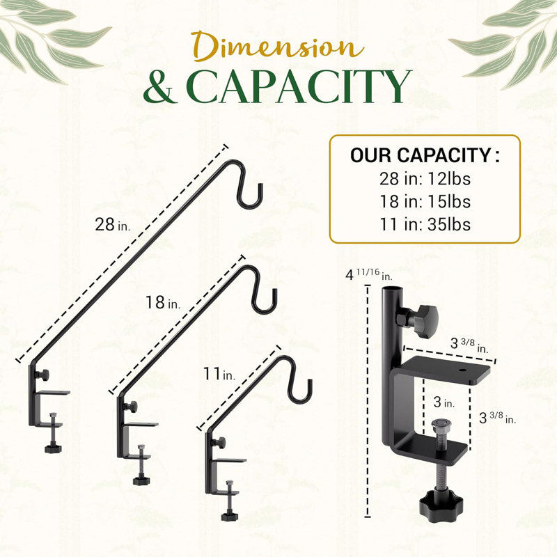 Arlmont & Co. Steel - Railing hook - Black - 11" - 1pcs | Wayfair
