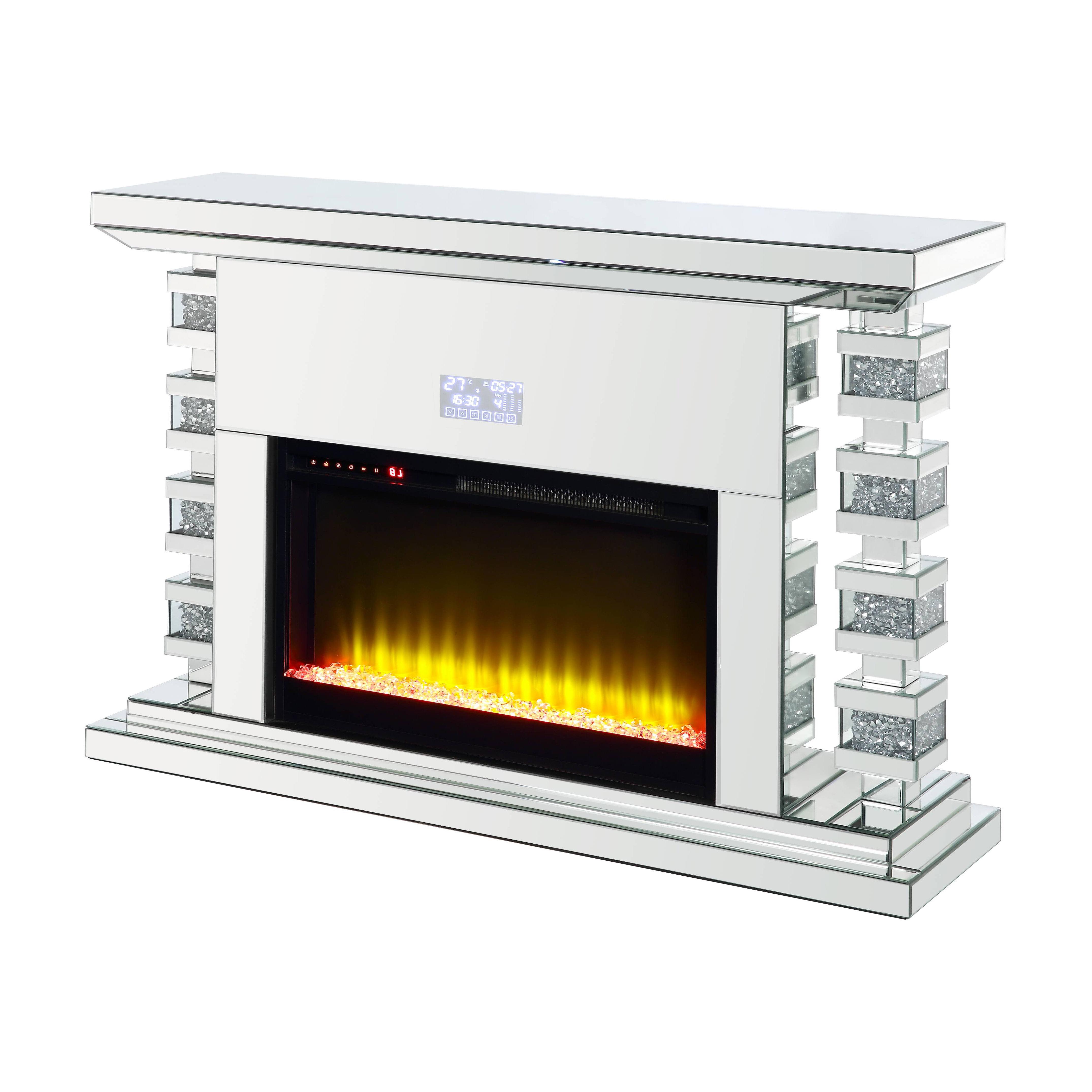Everly Quinn Elegant 46.6" Wide Electric Fireplace in Mirrored | Wayfair