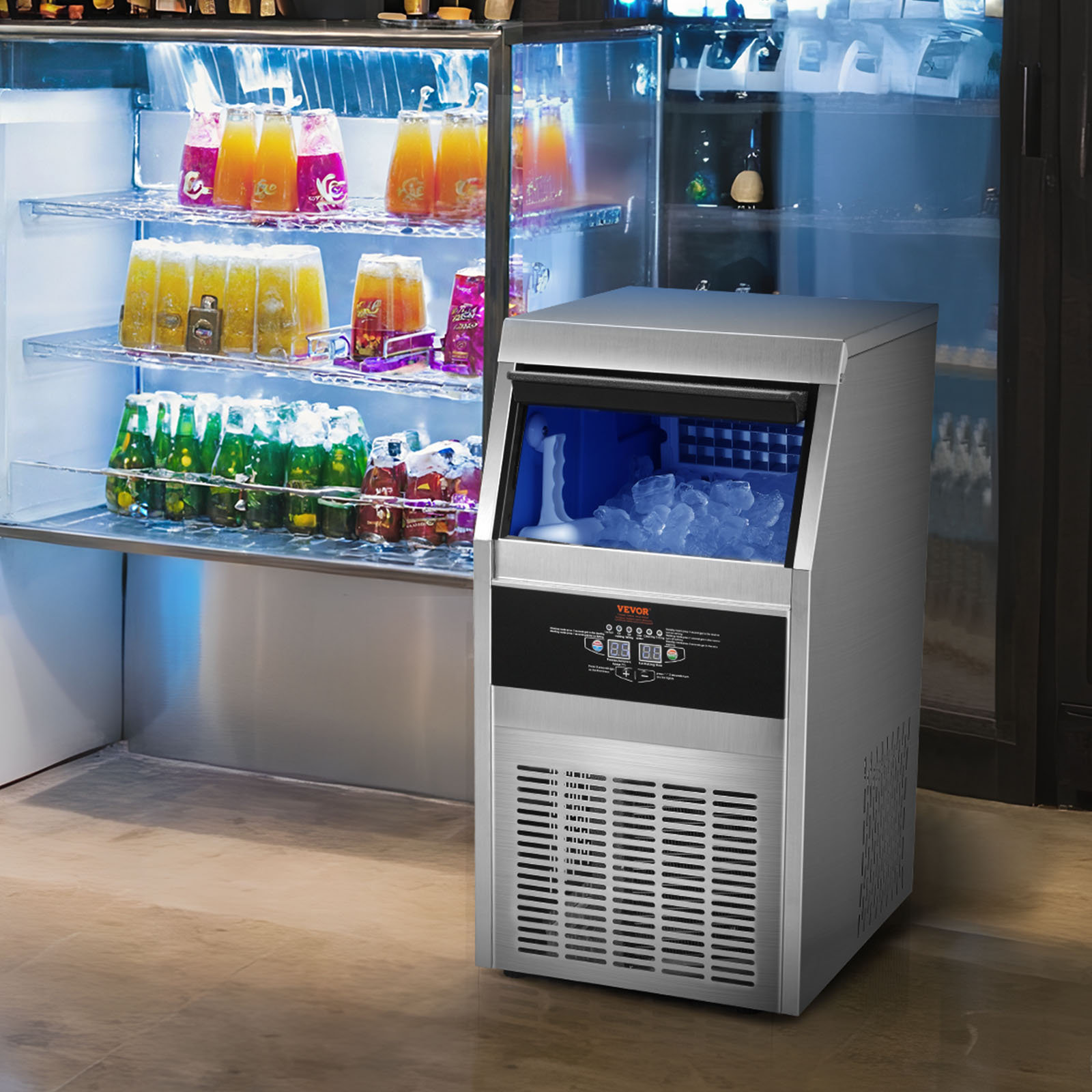 VEVOR 90 Lb. Daily Production Cube Clear Ice Freestanding Ice Maker ...