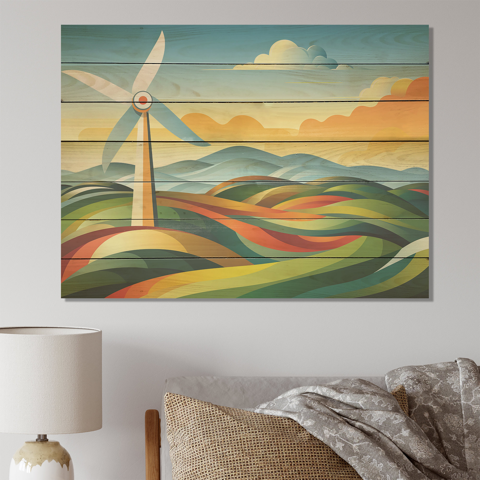 Winston Porter Green Holland Windturbine Meadow Views I - Wind Turbines ...