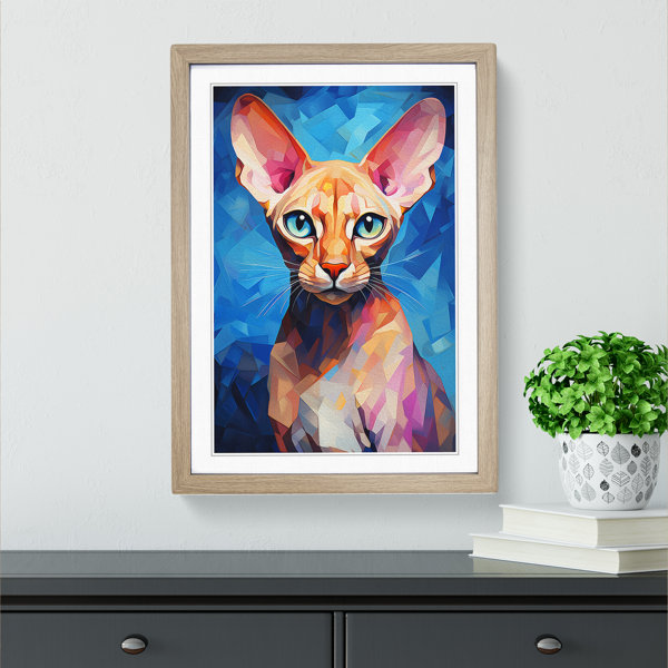 Marlow Home Co. Sphynx Cat Cubism - Single Picture Frame Print on Wood ...