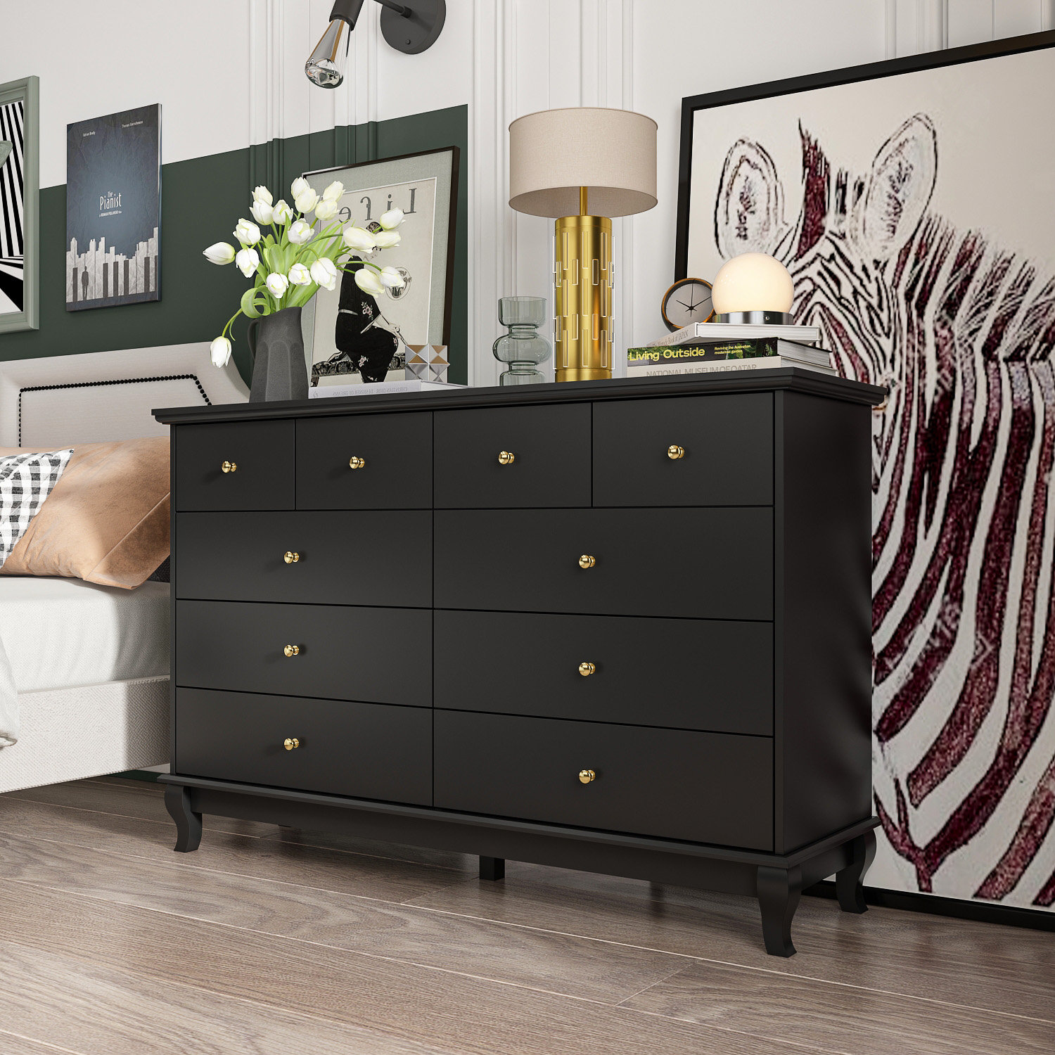 Lark Manor™ Arthuree 10 - Drawer 55.1" W Double Dresser & Reviews | Wayfair