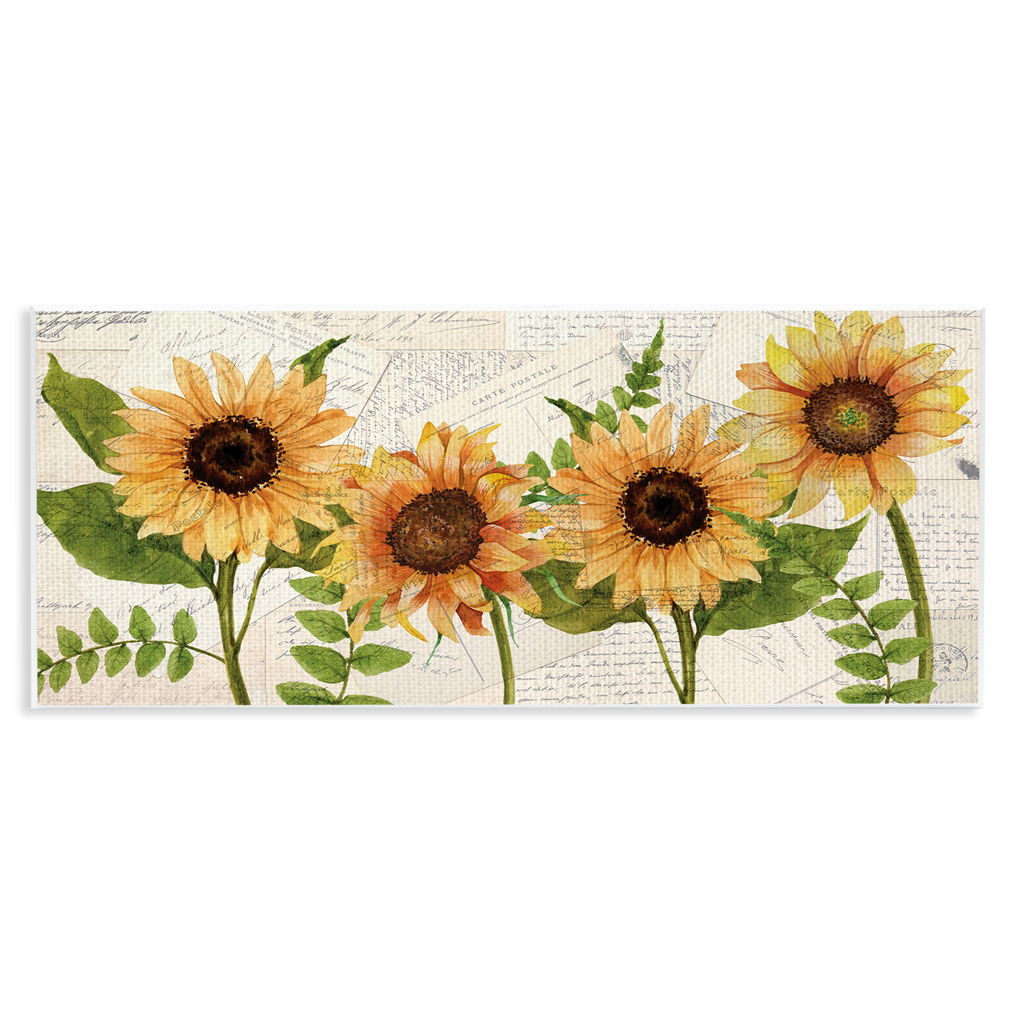 Stupell Industries Sunflower and Vintage European Postcard by Kim Allen ...
