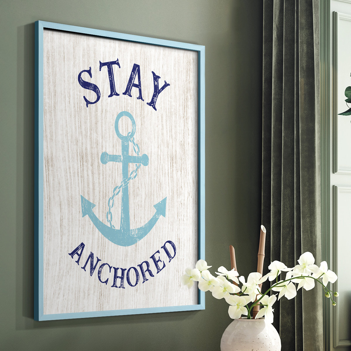 Breakwater Bay Stay Anchored Framed Print - Solid Wood | Wayfair