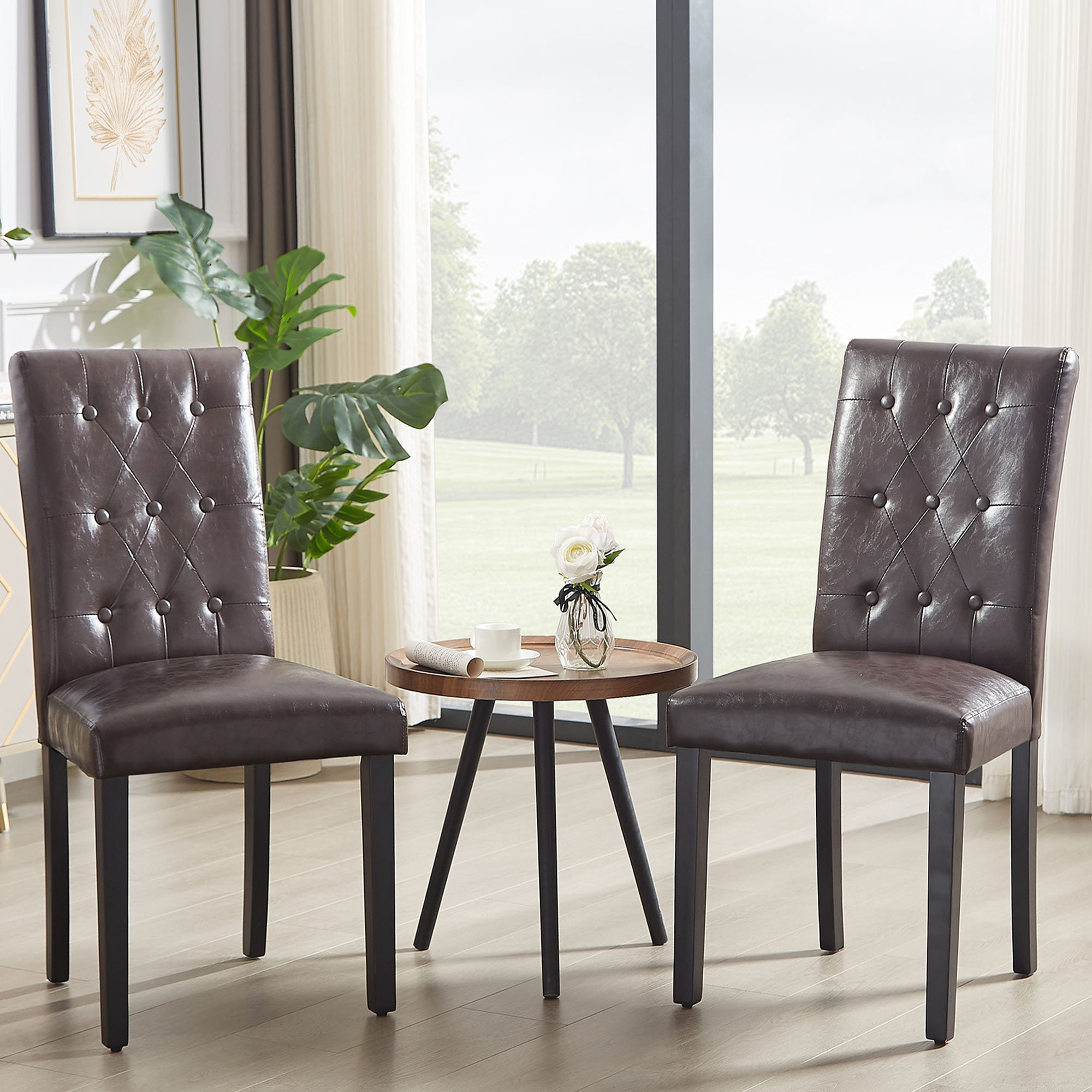 Winston Porter Kratz High Back Tufted Button Dining Chairs Set Of 2 ...