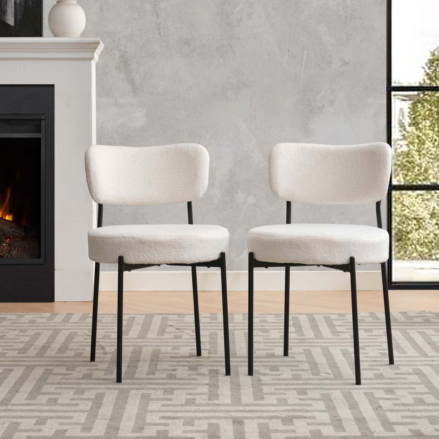 Ebern Designs Modern Accent Chair, Teddy Fabric Upholstered Dining ...