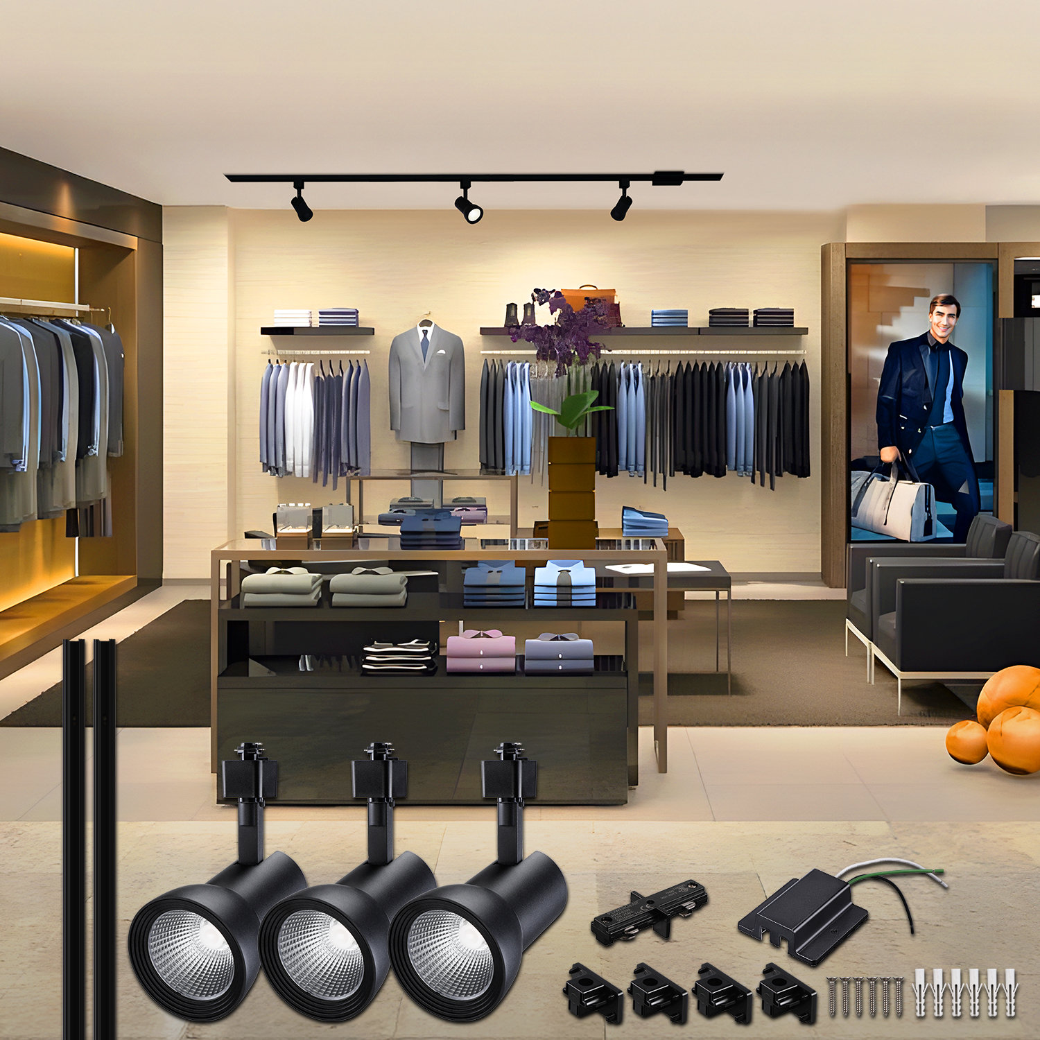 LEDVANS Track Light Kits, Base Package includes 3 x 18W Track Lighting ...