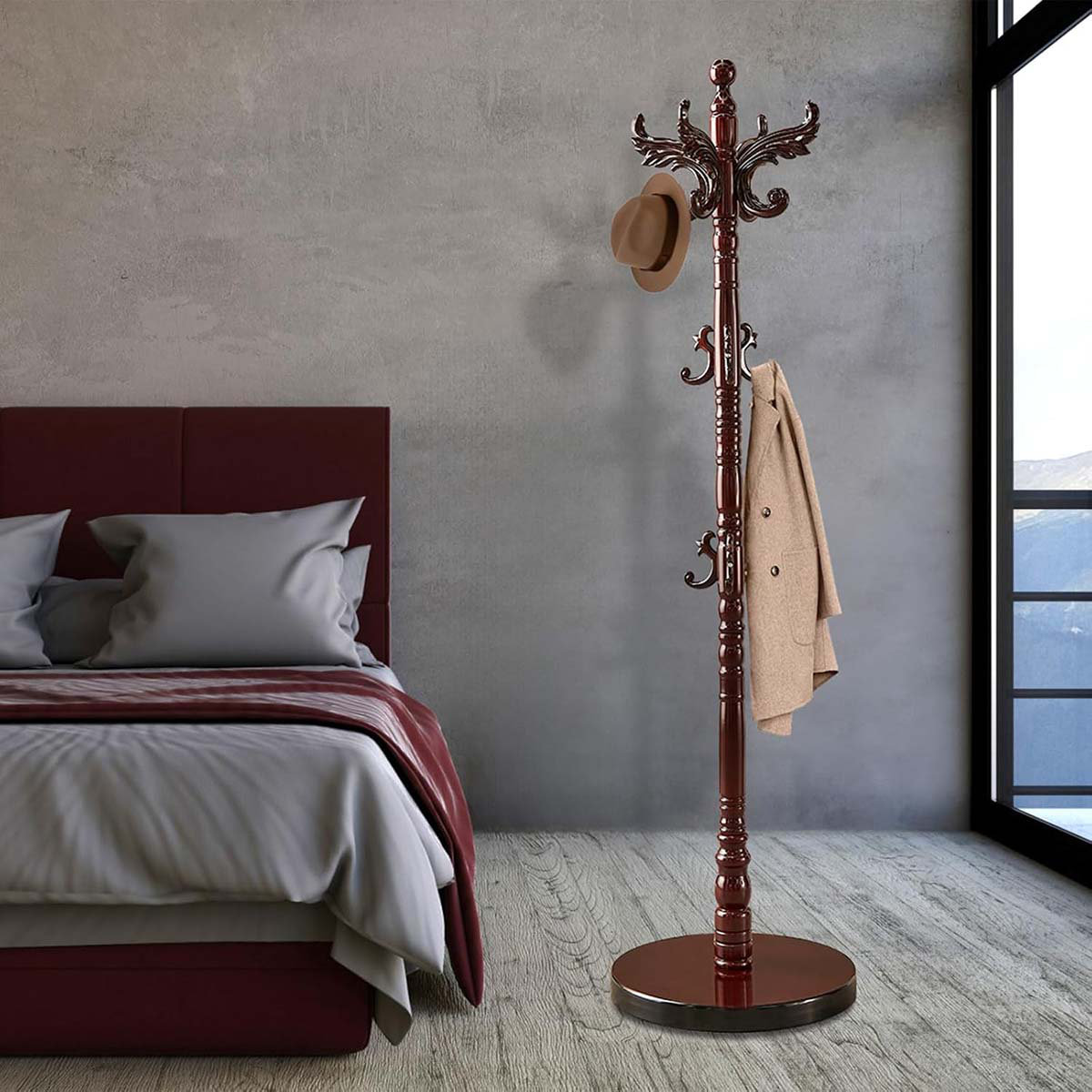 Alcott Hill Wooden Coat Rack Stand, Vintage Natural Birch Wood Coat ...