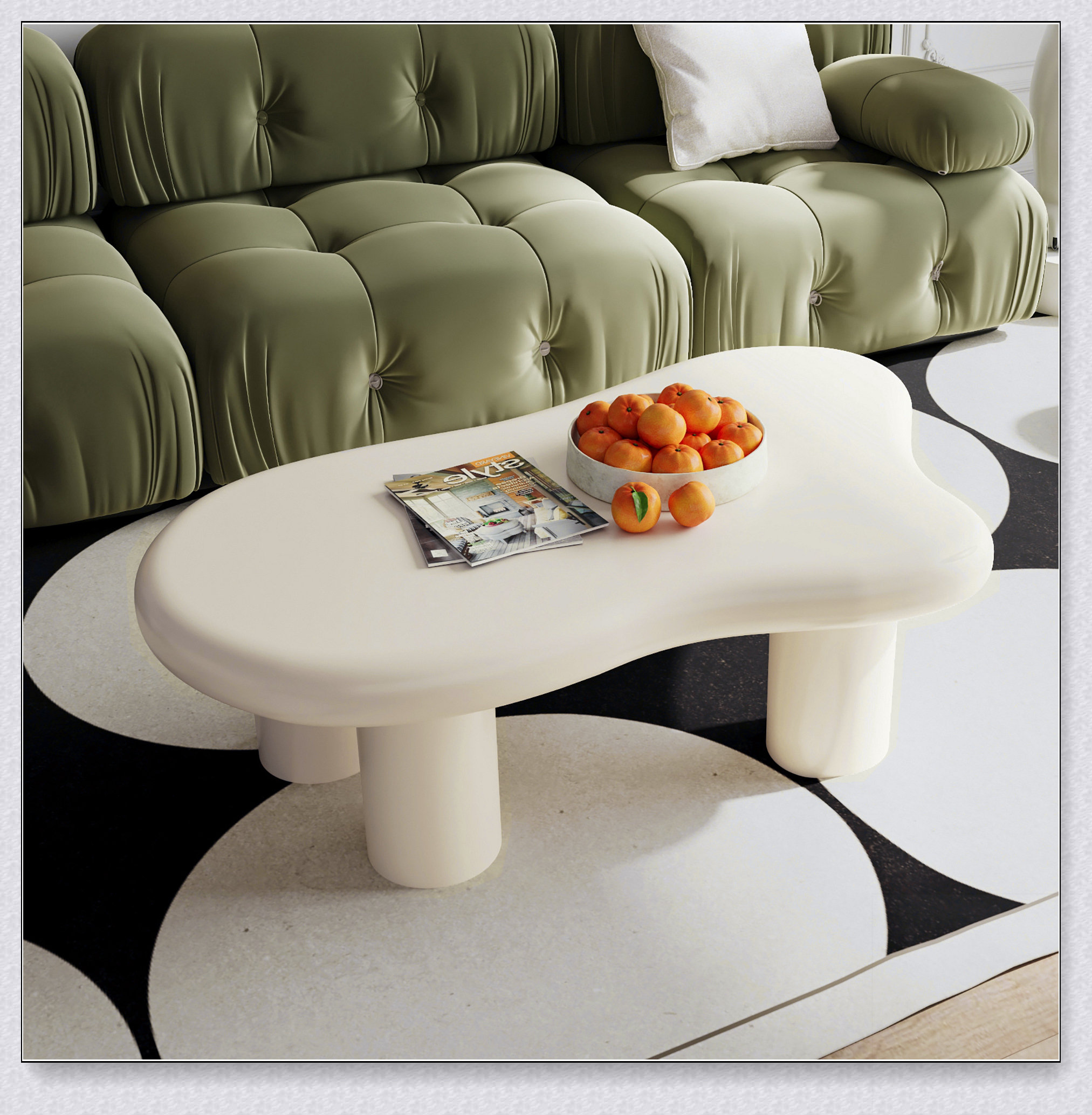 Ivy Bronx 47 Inch Cloud Shaped Coffee Table for Living Room, Elegant ...