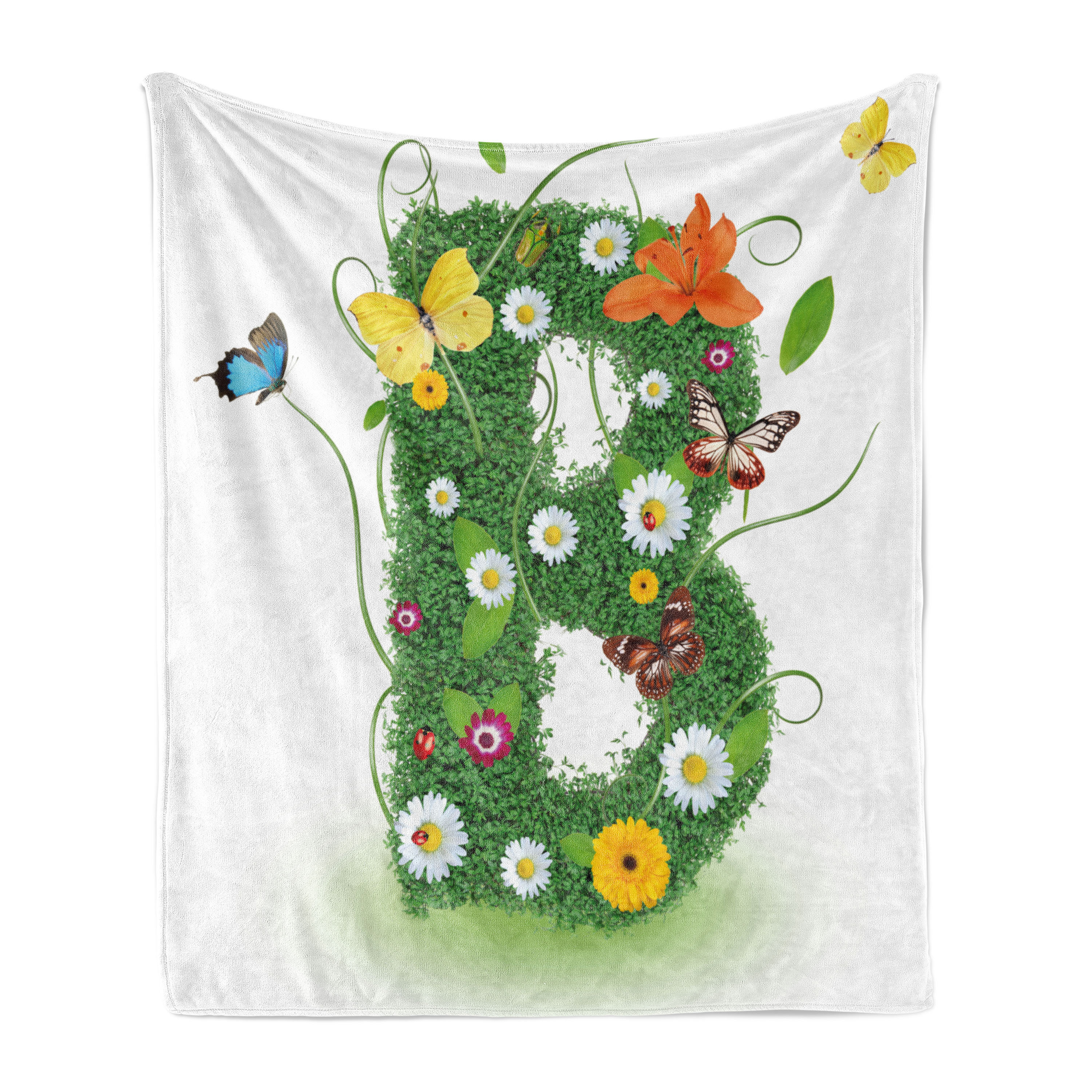 Ambesonne Letter B Fleece Throw Blanket Flourish Daisy Garden ...