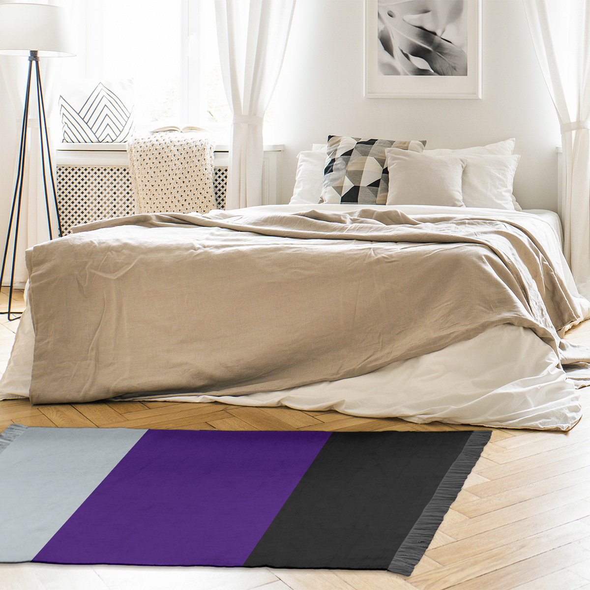 East Urban Home Colorado Flatweave Silver/Purple/Black Rug | Wayfair