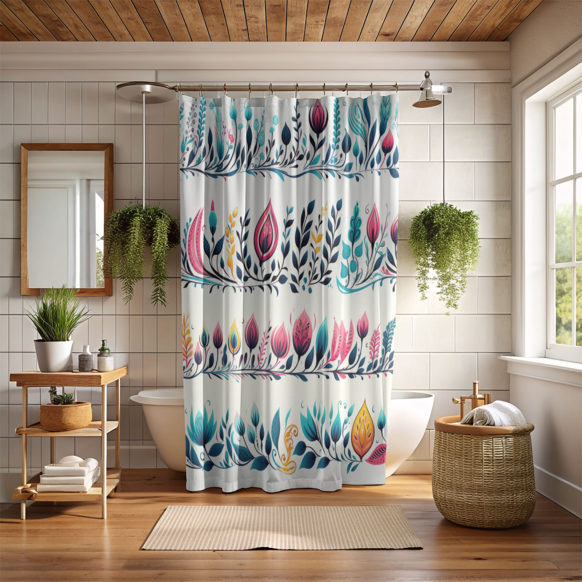 Bungalow Rose Delicate Flora Designs - Premium Shower Curtain | Wayfair