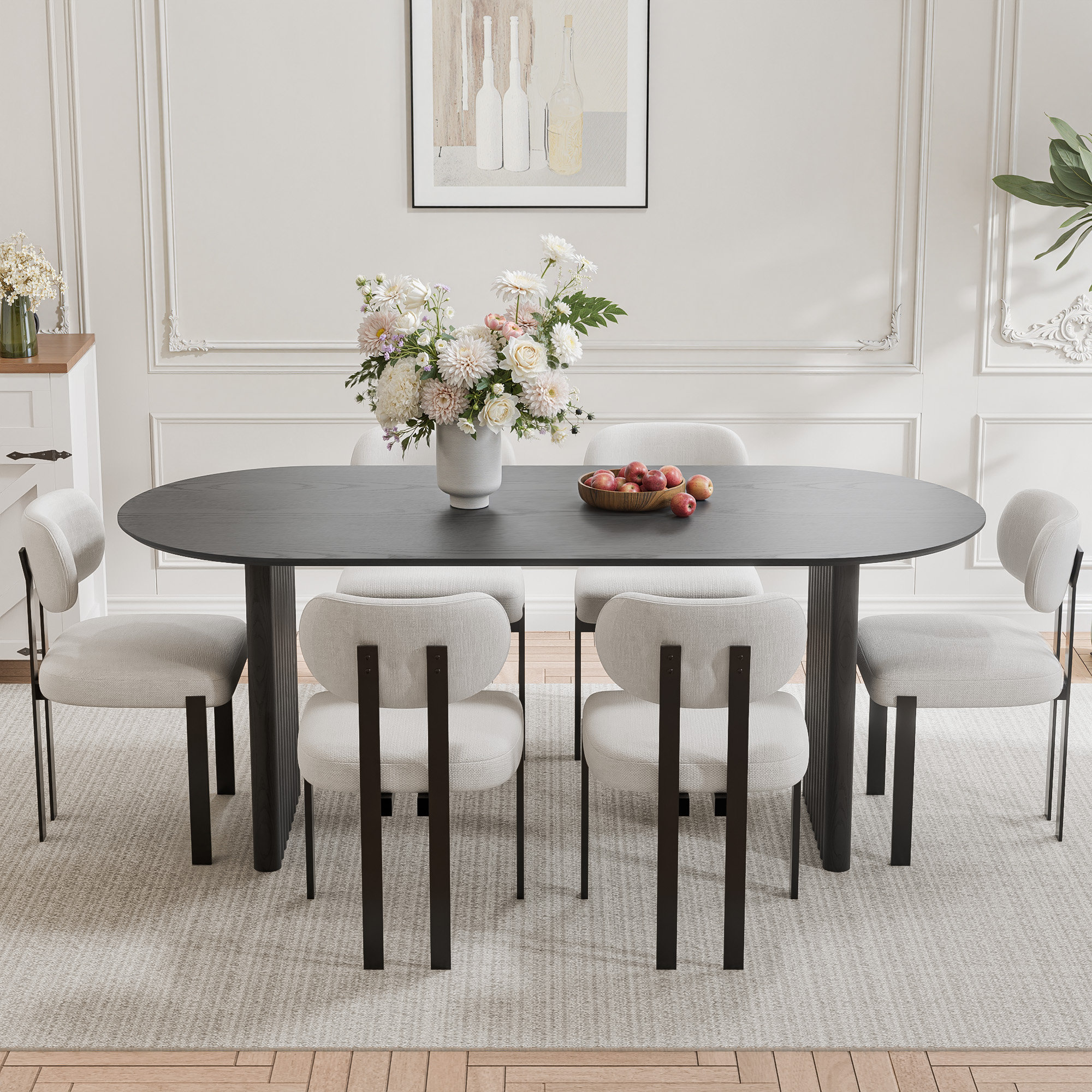 Latitude Run® 6 - Person Oval Soild Wood Dining Table Sets Oval Double ...