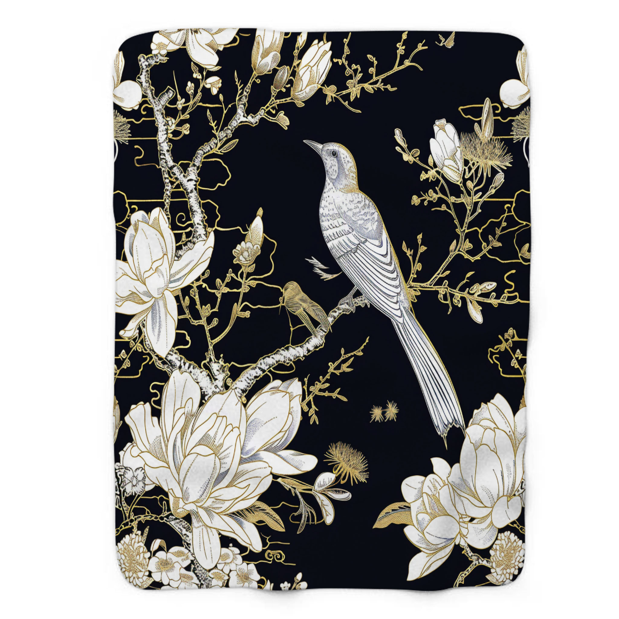 MentionedYou Black Gold Toile - 1 Piece Premium Sherpa Blanket | Wayfair