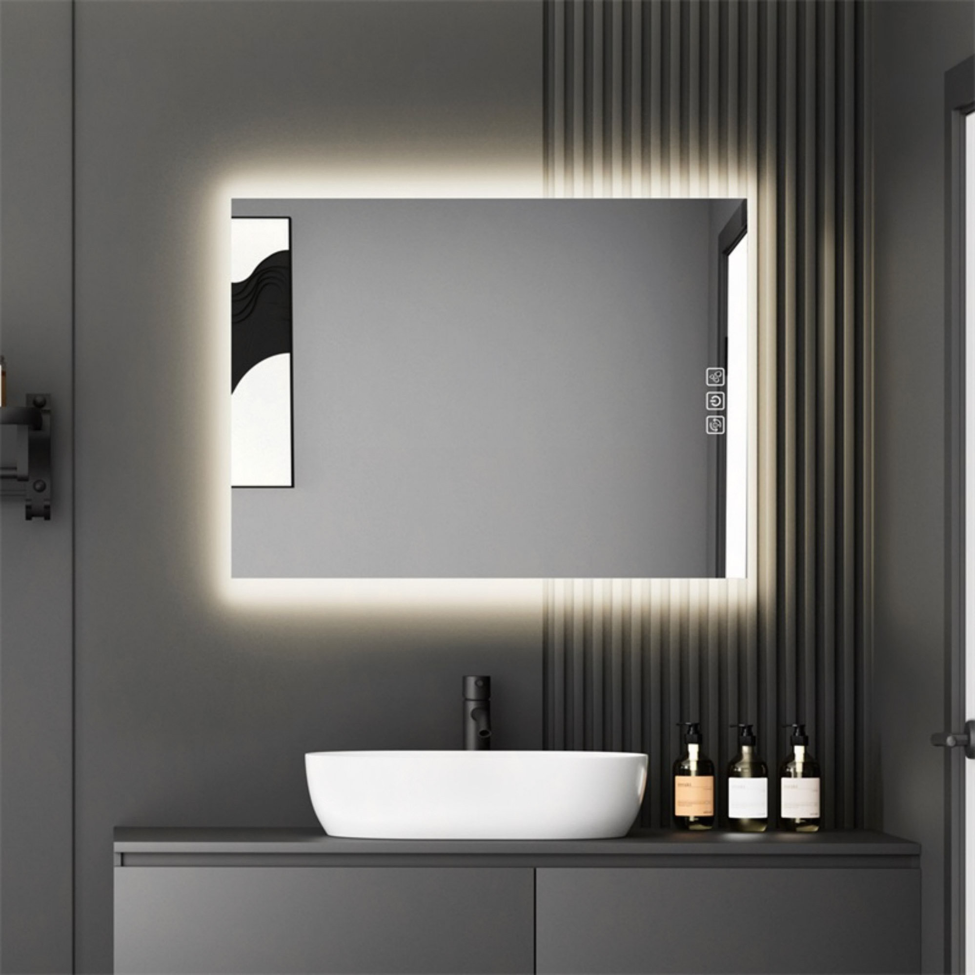 Ivy Bronx LED Bathroom Mirror Bright Backlight, 5 Mins Defog, Full HD ...