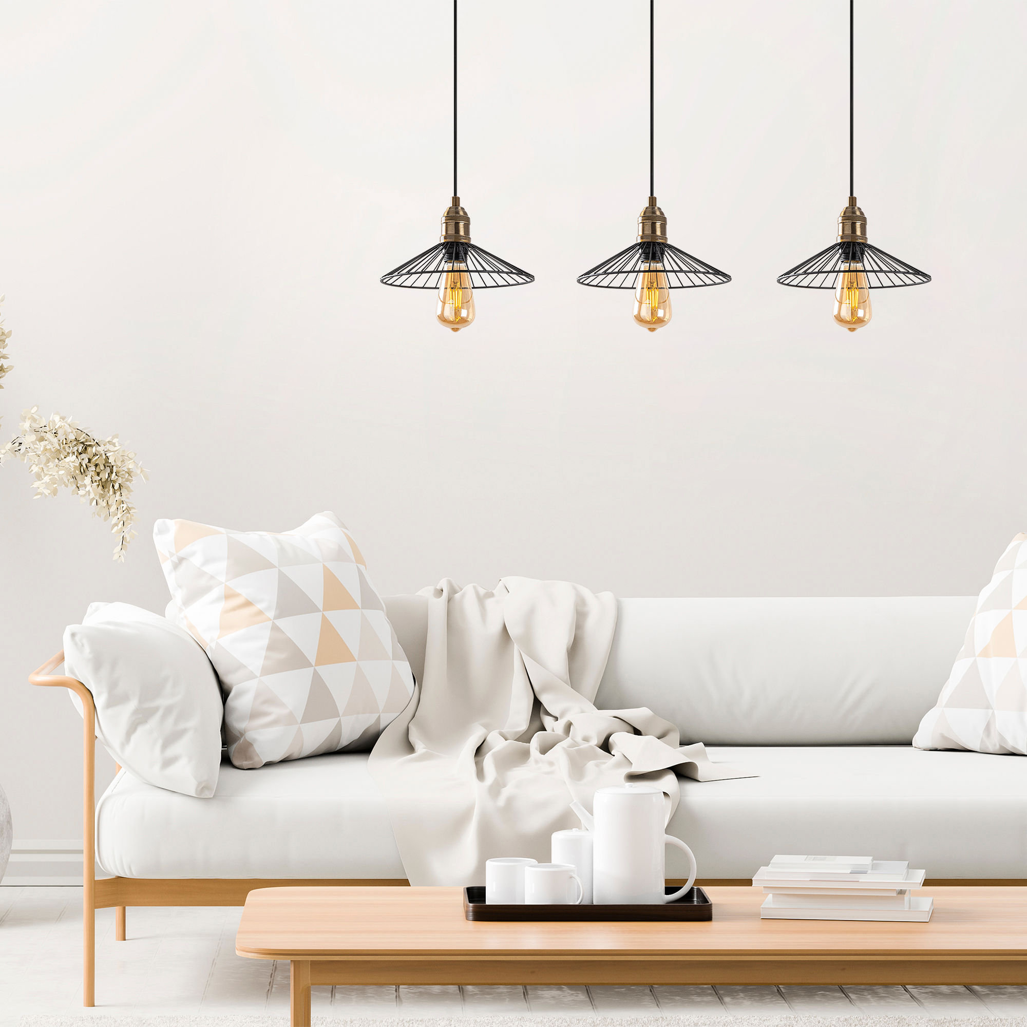 East Urban Home Hughey 3-Light Kitchen Island Cone Pendant | Wayfair