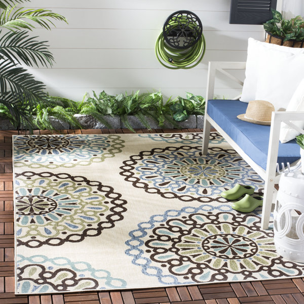 Winston Porter Centeno Veranda Performance Floral Rug & Reviews | Wayfair