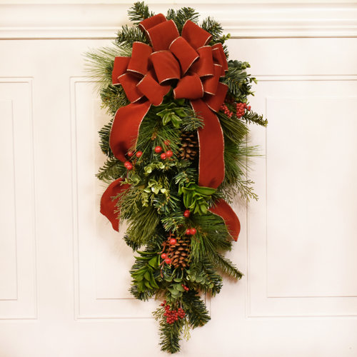 The Holiday Aisle® Faux Pine Teardrop Swag & Reviews | Wayfair