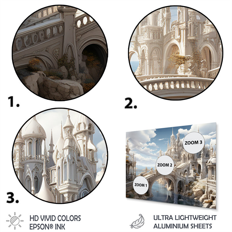 Design Art Beige Bridge Ethereal Passage I - Architecture Metal Wall ...