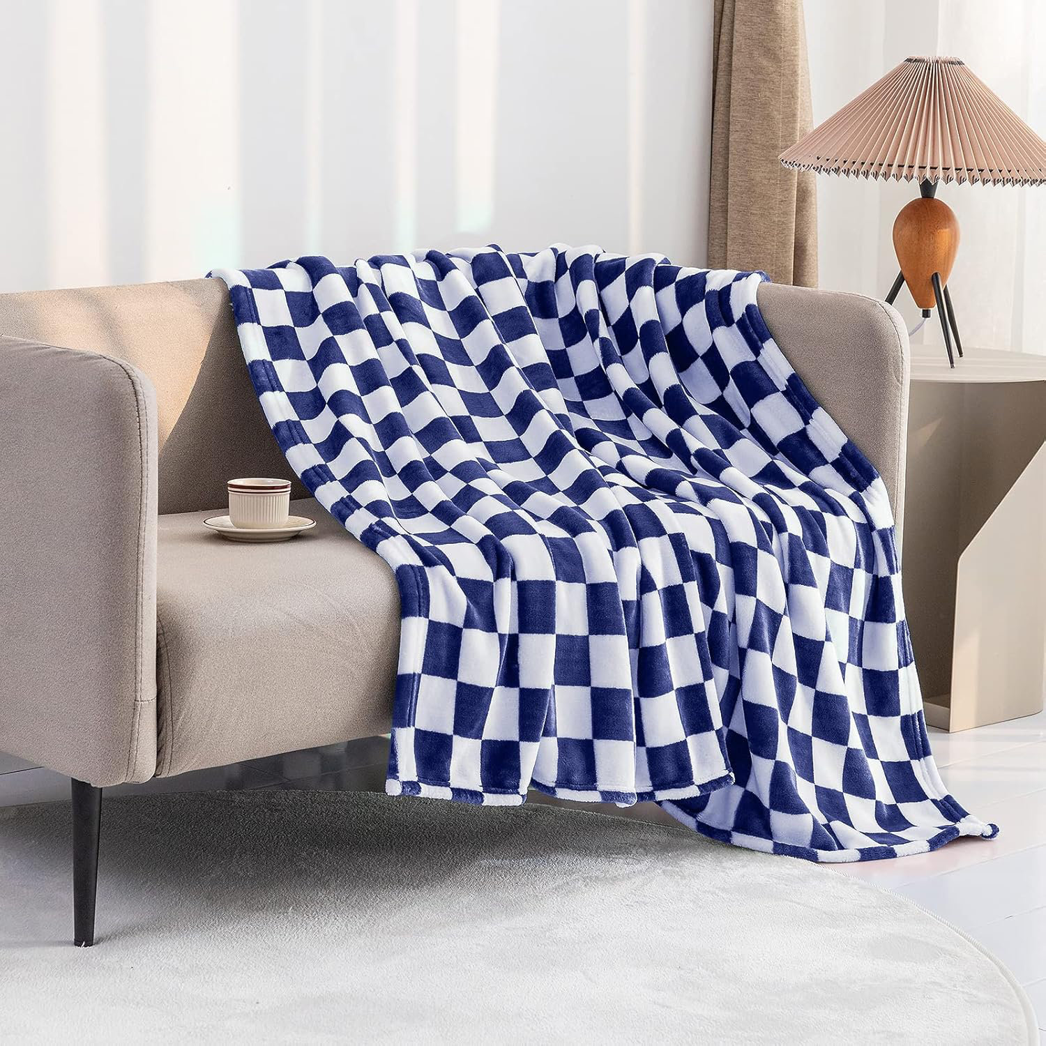 JADOOG Blankets Flannel Blanket With Checkerboard Grid Pattern() | Wayfair