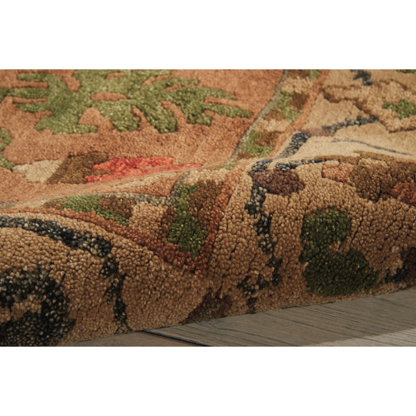 Bungalow Rose Brottman Oriental Hand-Knotted Wool Copper/Green Area Rug ...
