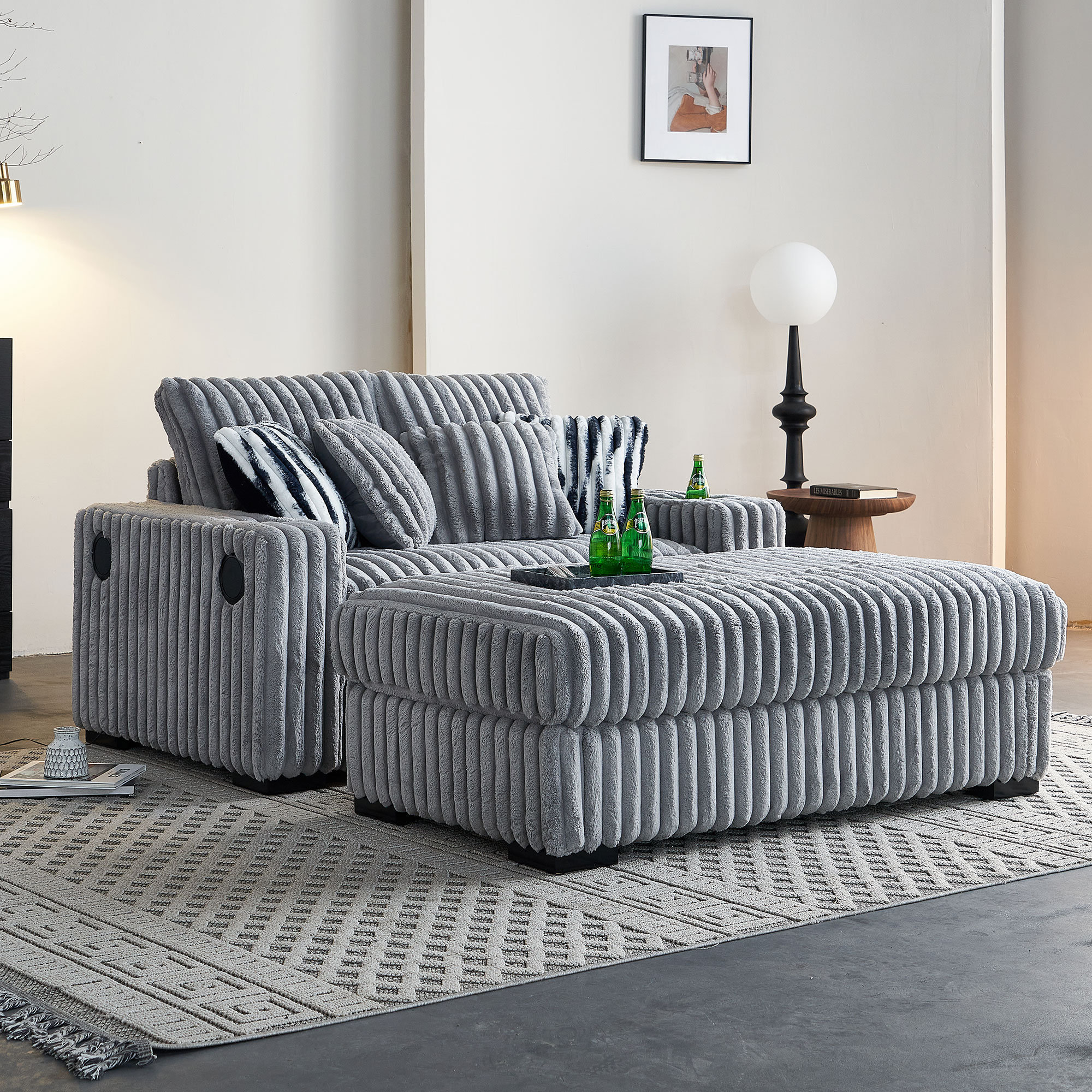 Latitude Run® 61.42''W Modular Upholstered Fabric Loveseat And Ottoman ...