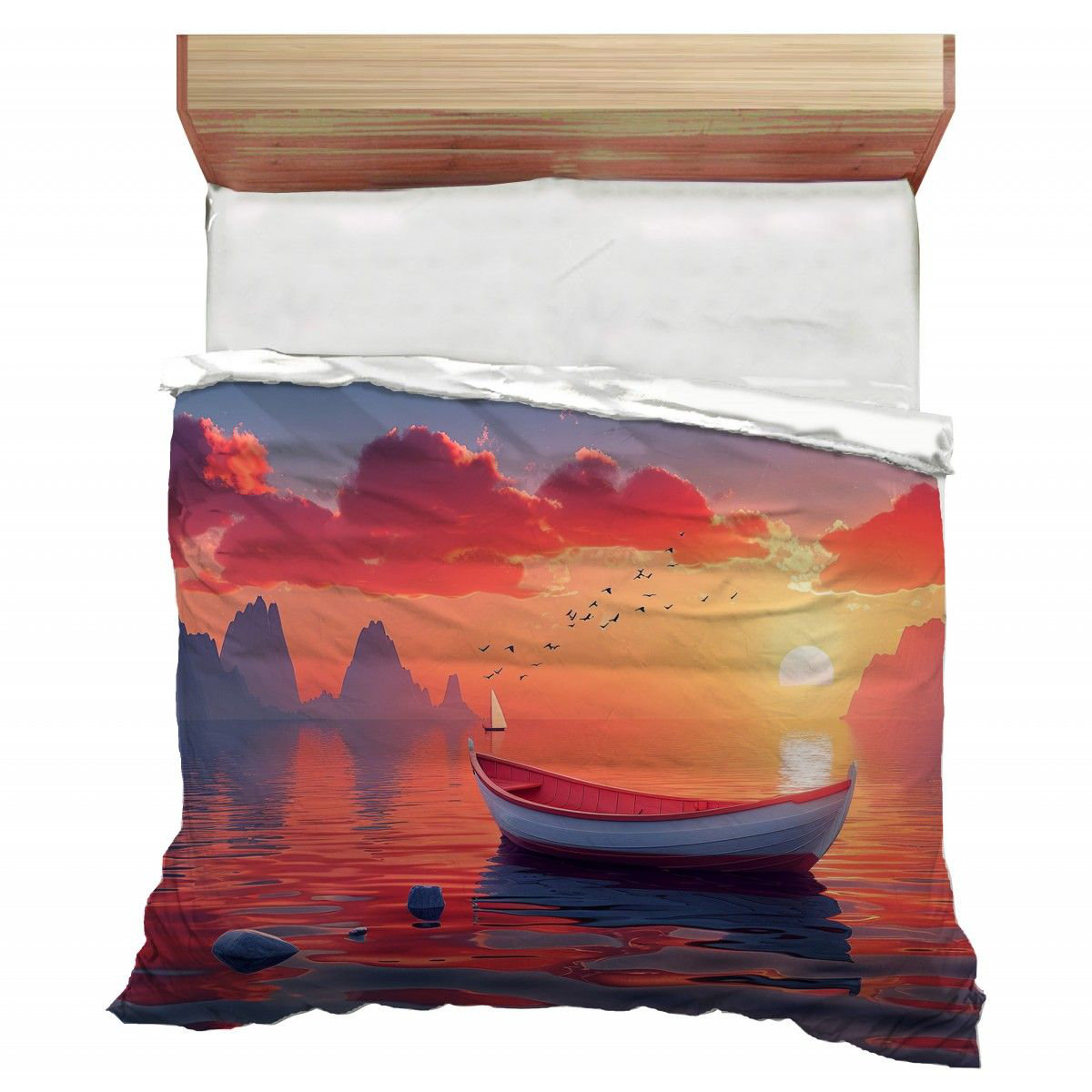 VisionDecor Sunset Bedding Landscape Comforter Serene Water | Wayfair