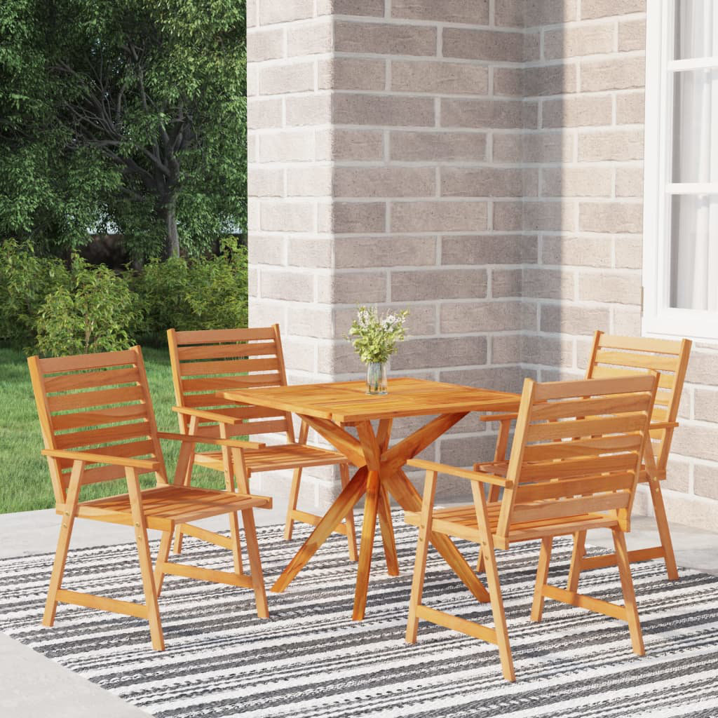 Union Rustic Patio Table and Chairs Conversational Set Solid Acacia ...