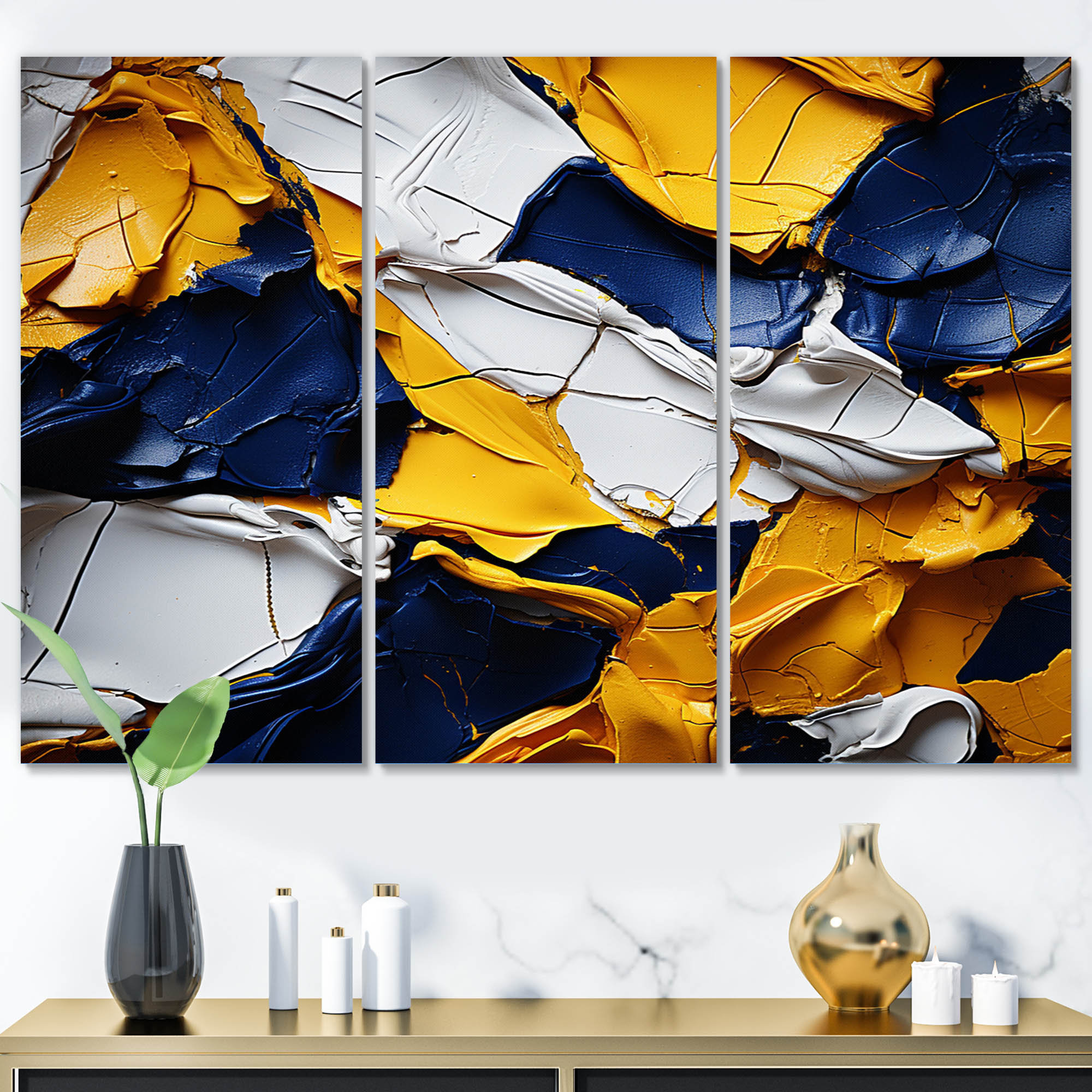 Ivy Bronx Remembering Ukraine Abstract Painting V 3 Pieces | Wayfair