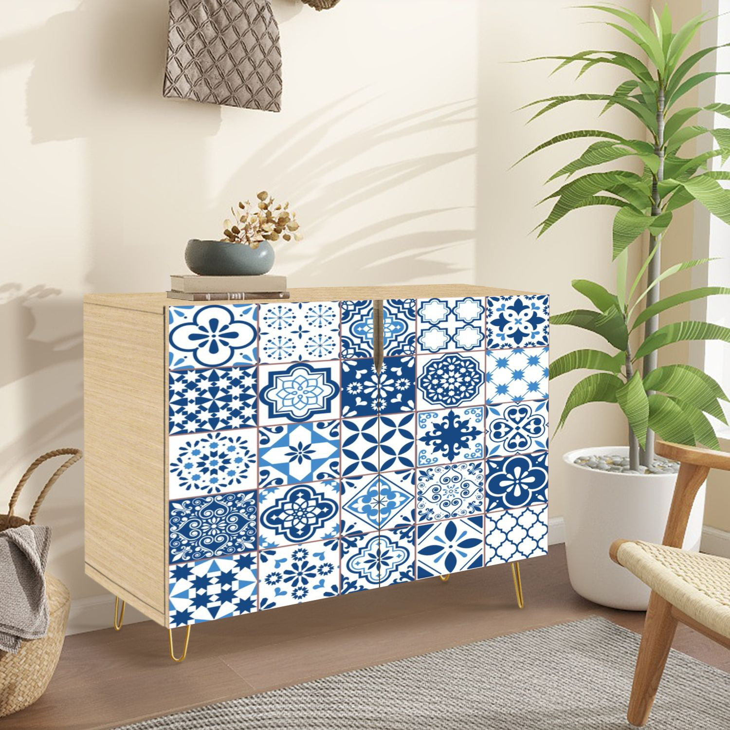 Dakota Fields Sideboard Buffet Cabinet with Storage Lisbon geometric ...