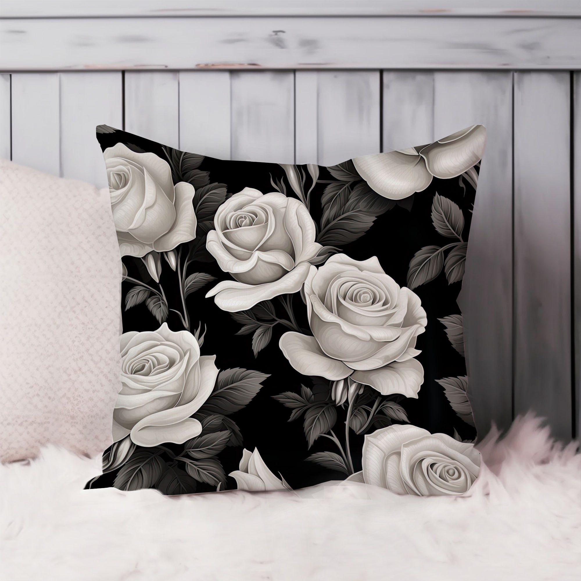 Ethan Taylor Floral Black & White Roses Flowers Modern | Wayfair