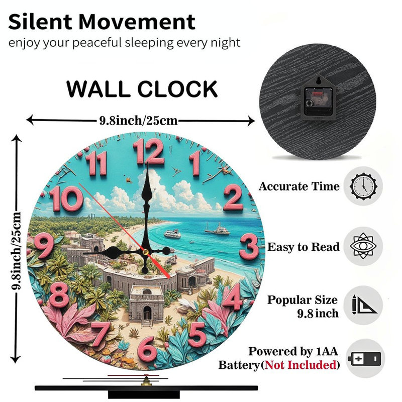 Union Rustic Tropical Beach Island Clock Wall Decor | Wayfair